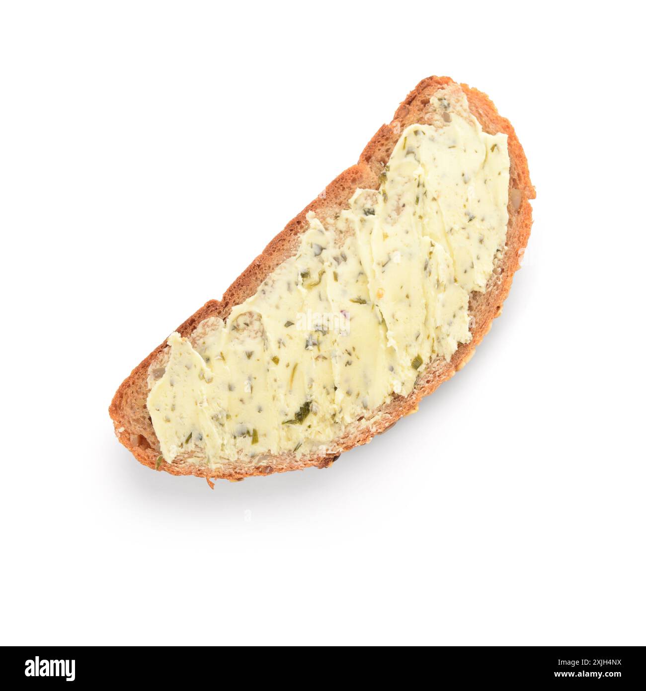 Bread slice with fresh butter on white background Stock Photo - Alamy