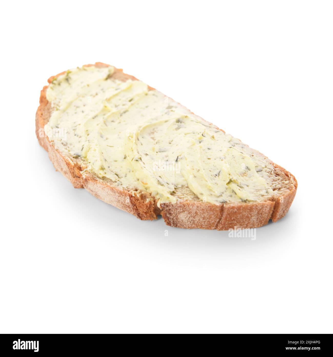 Bread slice with fresh butter on white background Stock Photo - Alamy