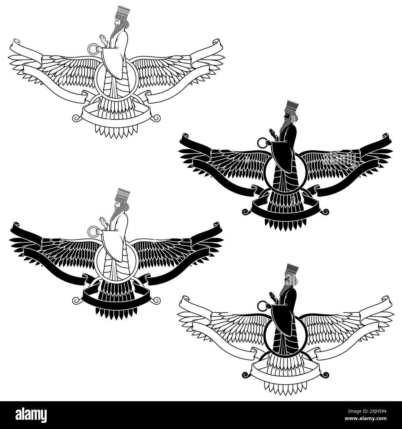 Vector design of Faravahar symbol, symbol of Zoroastrian religion ...