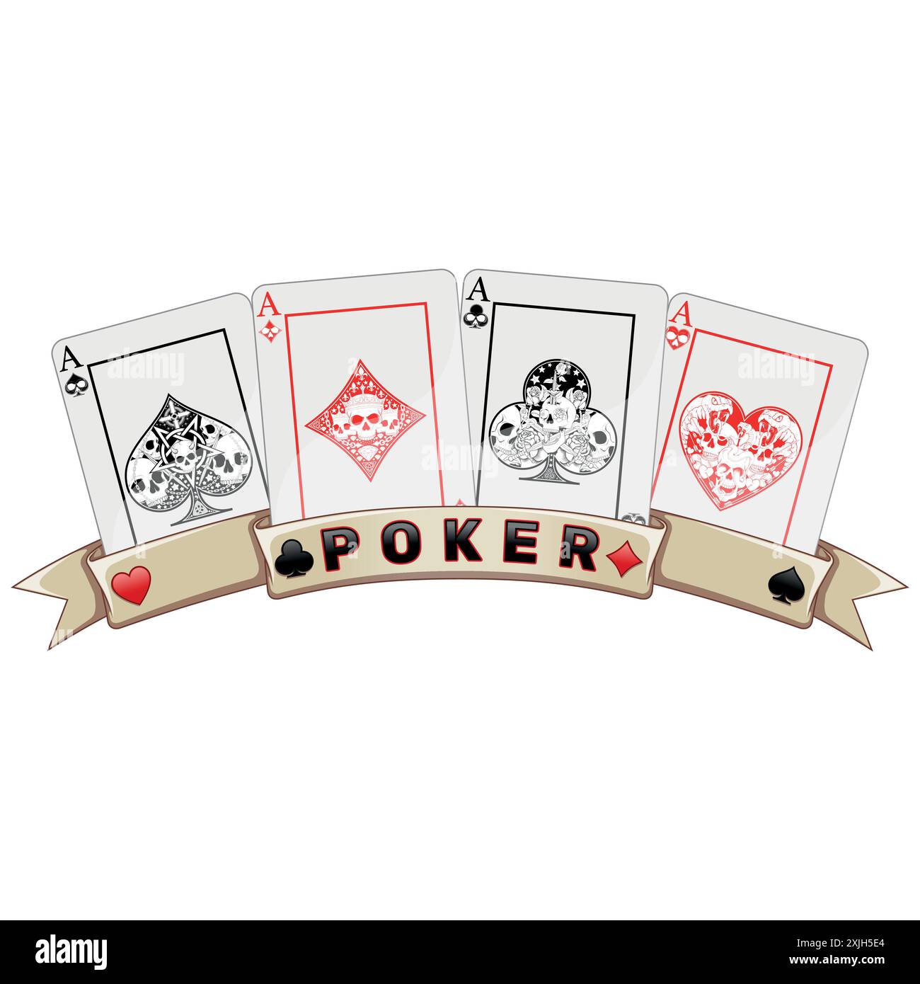 vector design of Poker cards with ribbons, poker symbols of heart ...