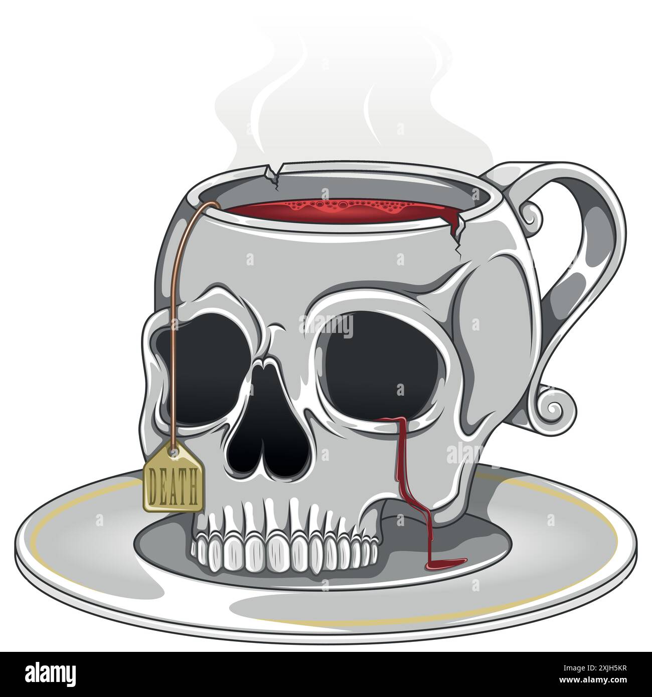 Vector Design Of Human Skull Shape Porcelain Tea Cup Skull Shape Coffee Cup And Its Plate