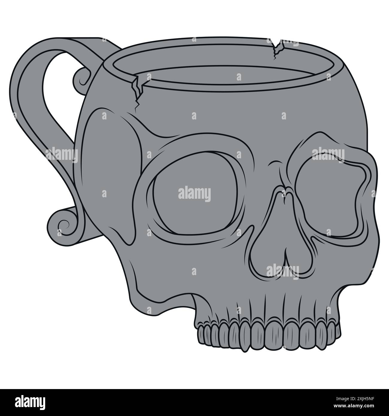 Vector design of human skull porcelain tea cup, skull coffee cup, blood ...