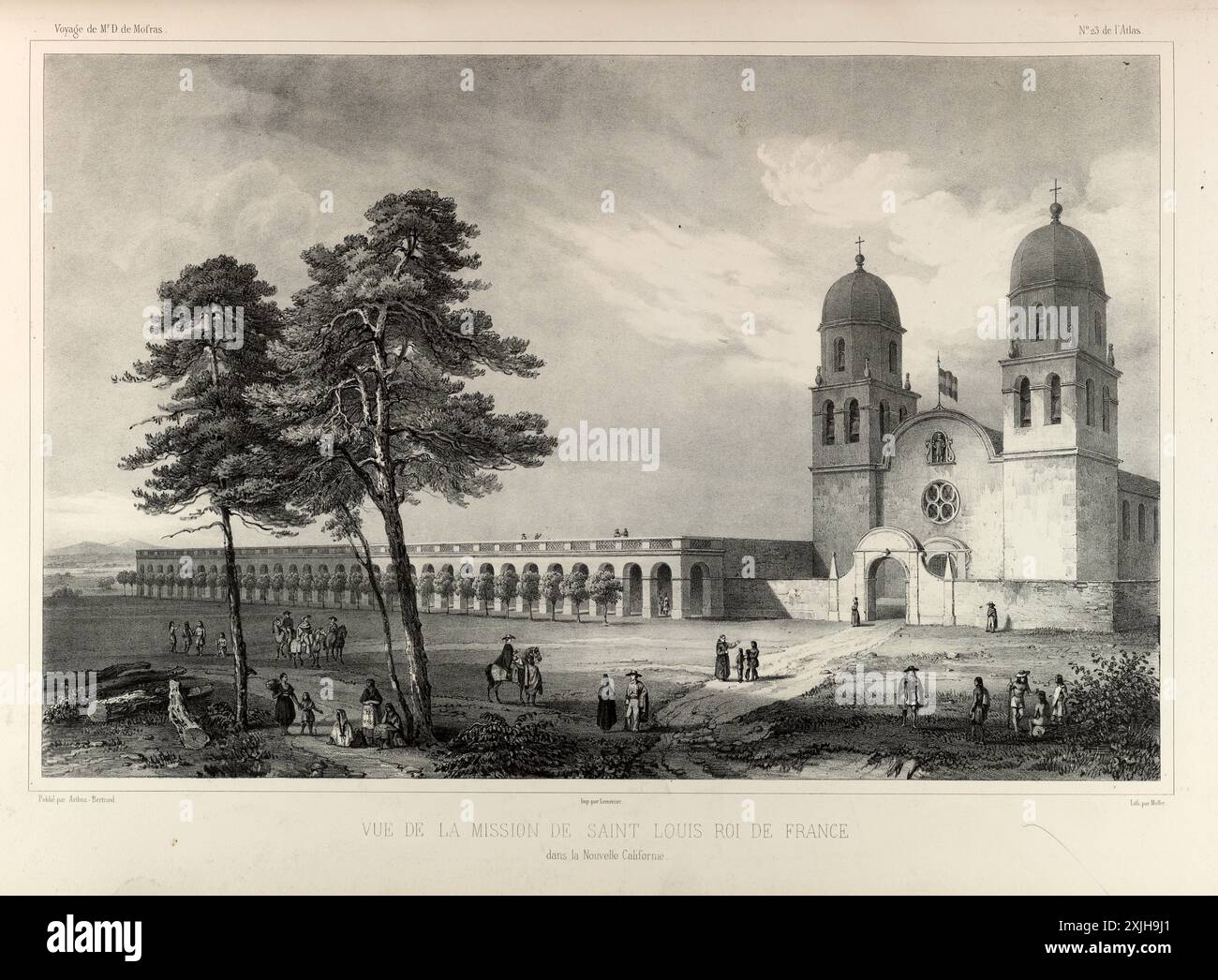 View of the San Luz mission (Baja California). Vintage illustration of ...