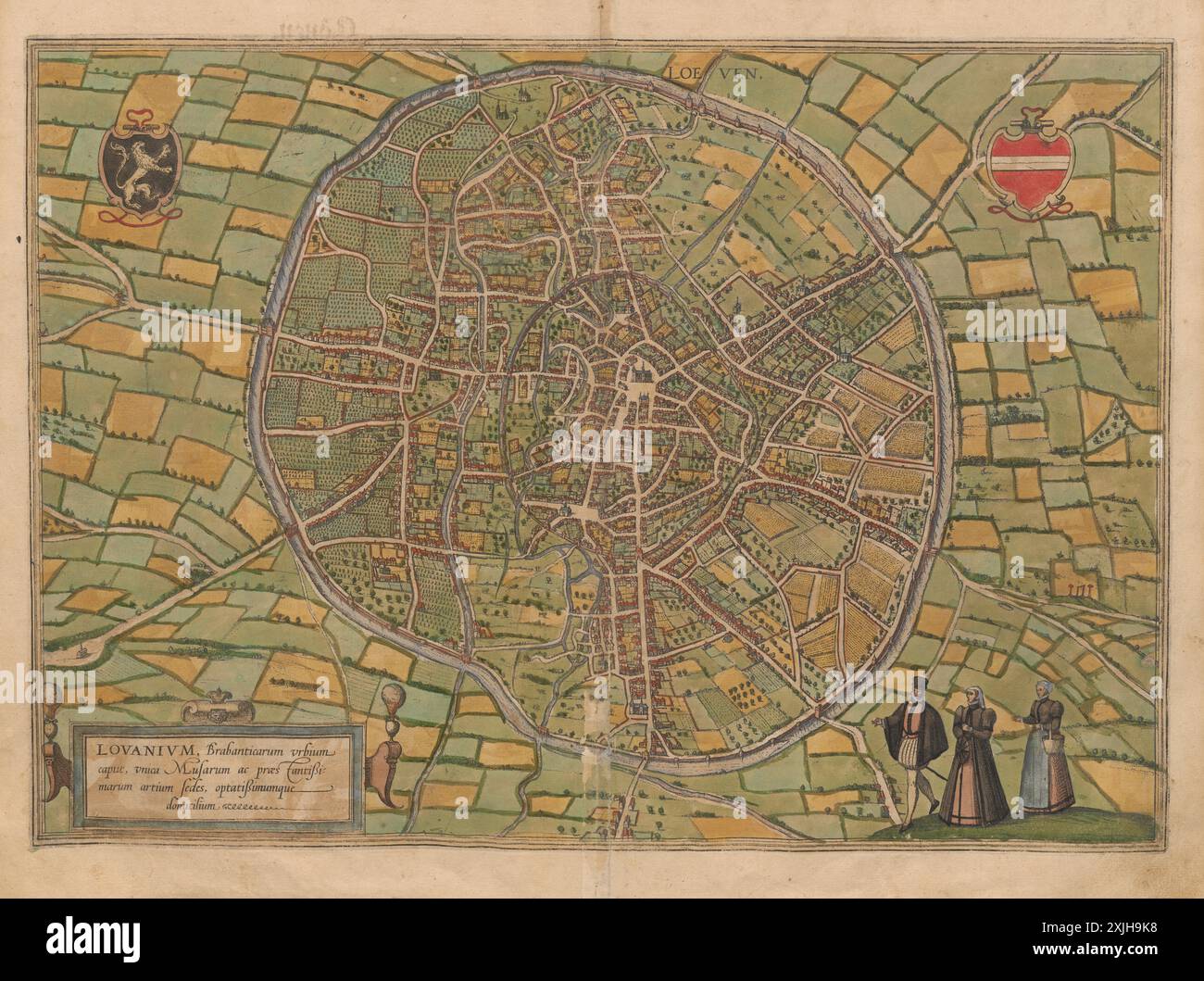 Vintage map, Leuven, Belgium by Braun & Hogenberg views and city plans ...