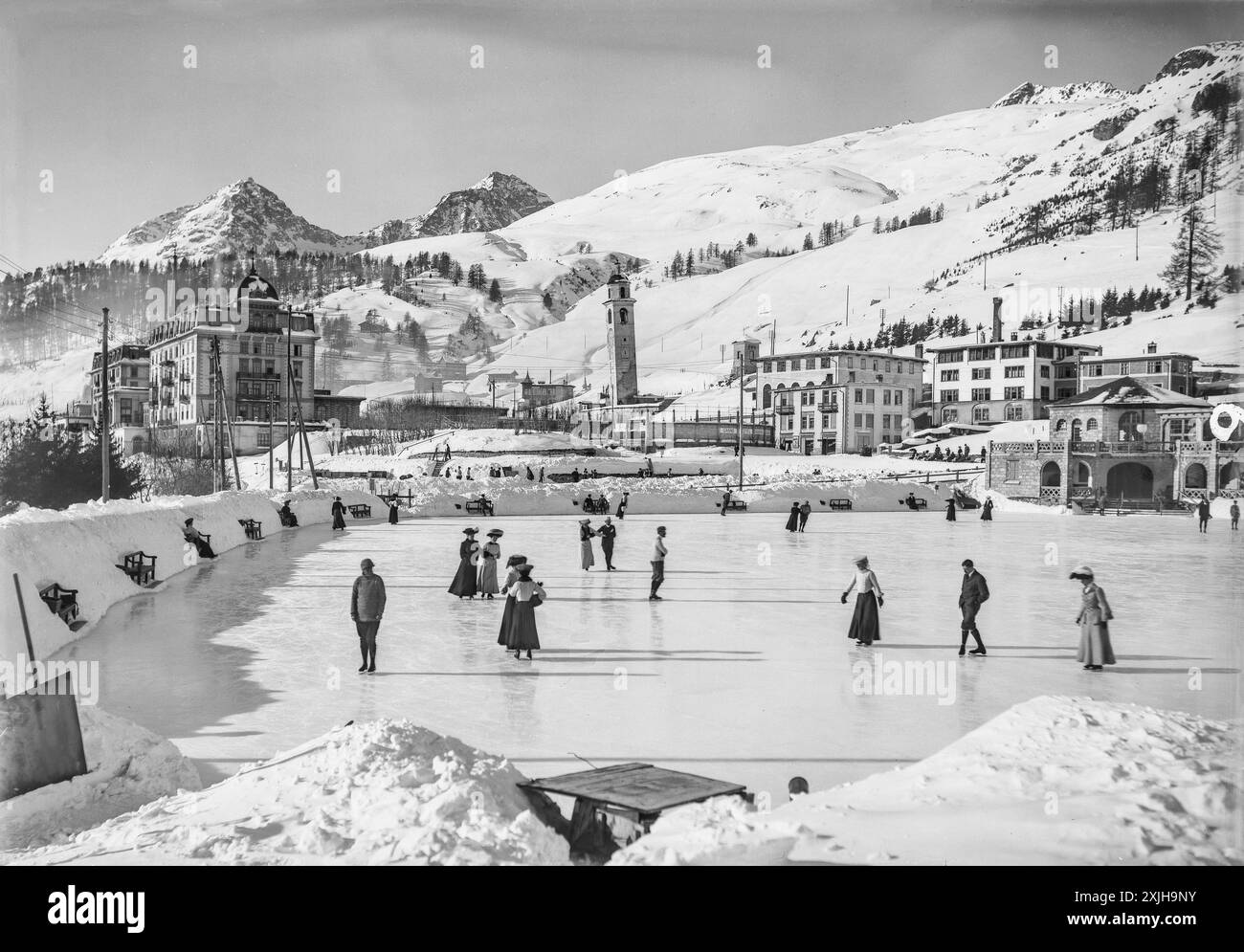 St. Moritz, Switzerland partial exterior view. View of the Grand Hotel ...