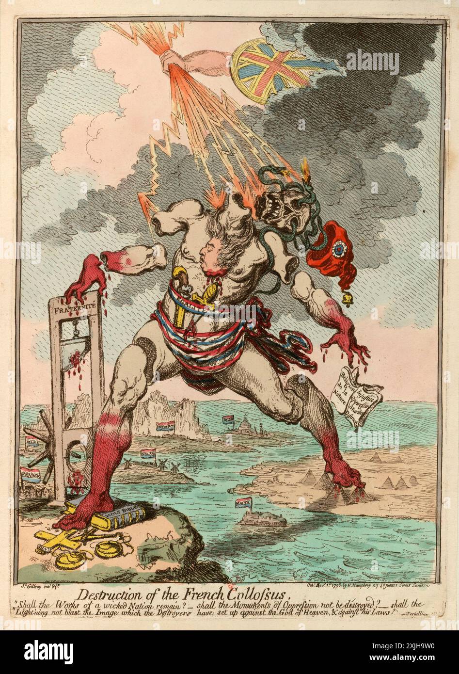 Vintage Art: James Gillray Destruction of the French Collossus Stock ...