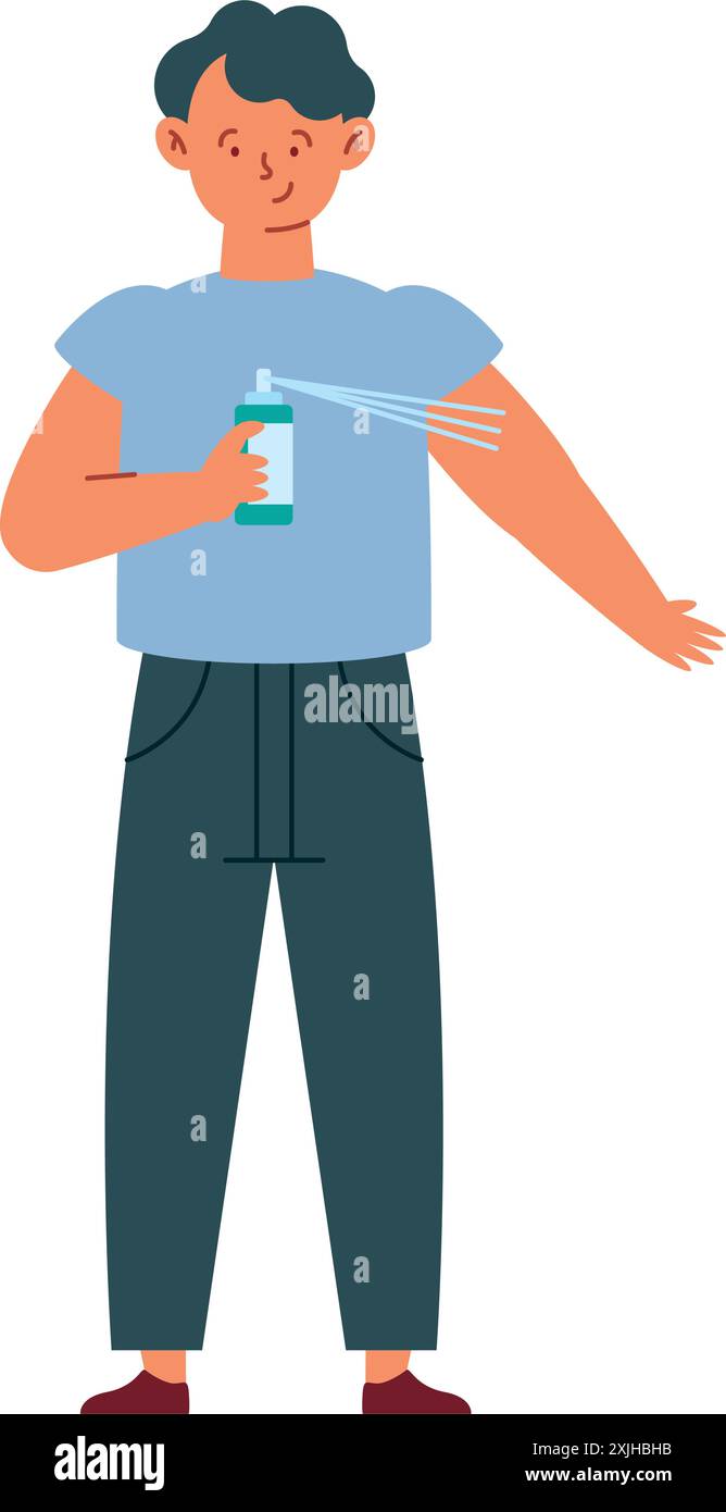 Man insect repellent spray Stock Vector Images - Alamy