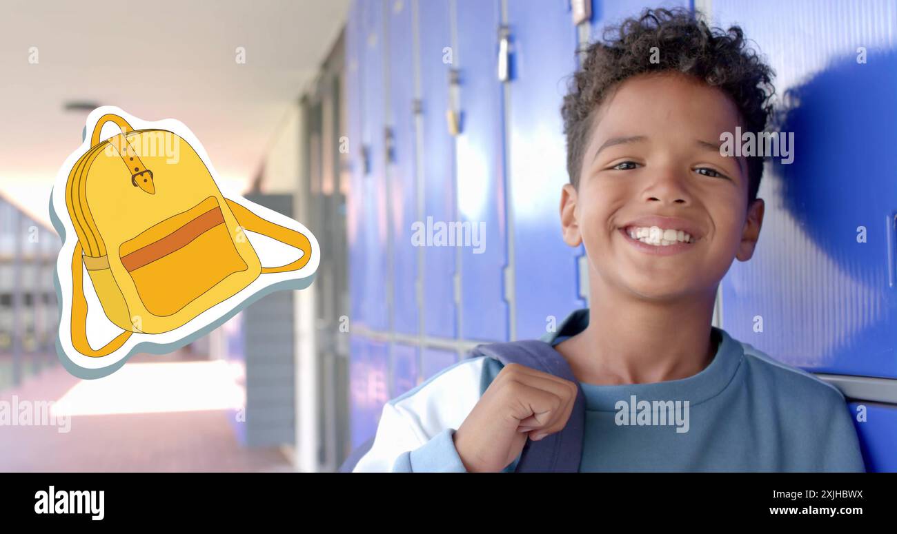 School teenager backpack lockers hi-res stock photography and images ...