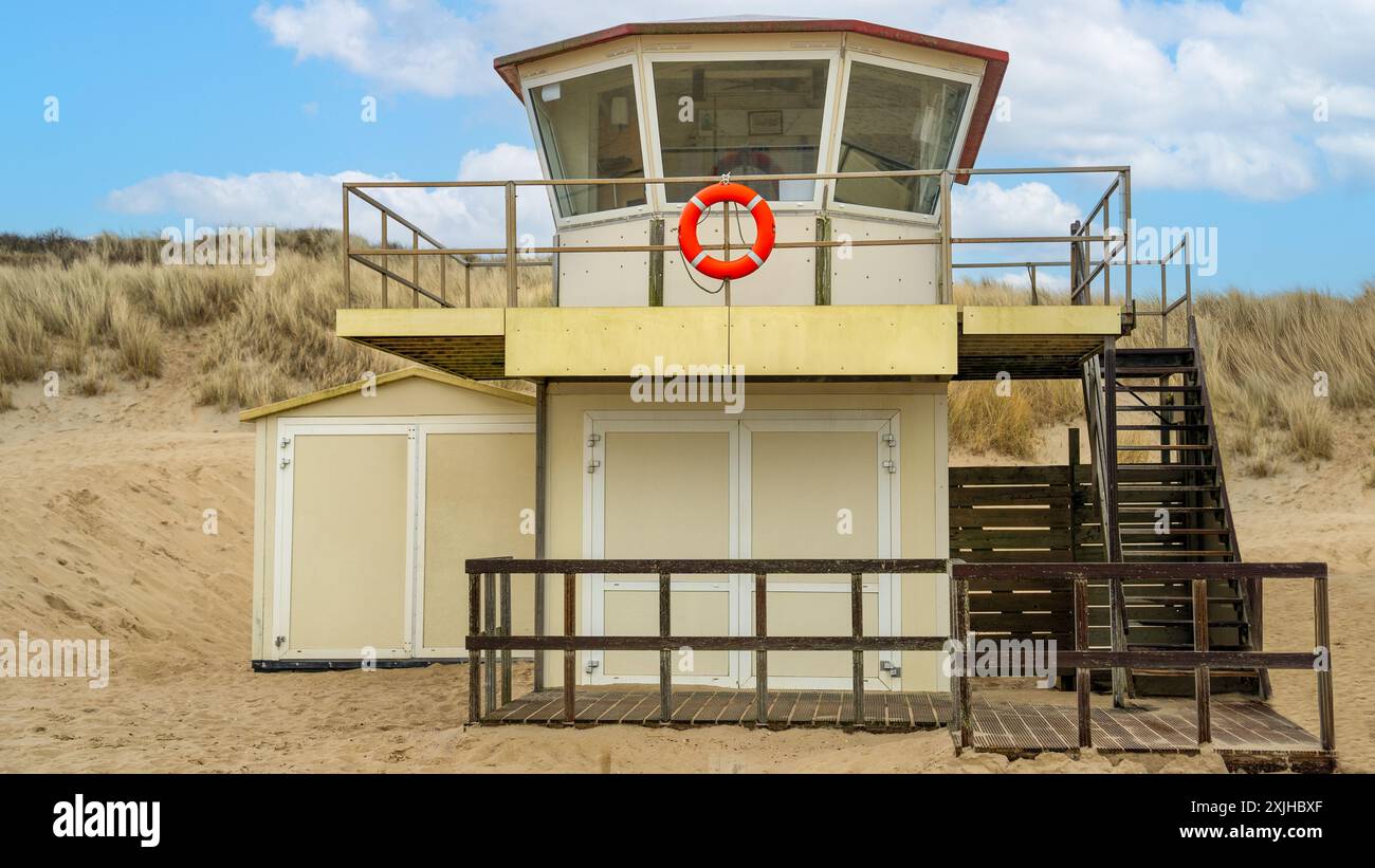 Lifeguard Tower on the beach. Rescue cabin with blue sky Stock Photo ...