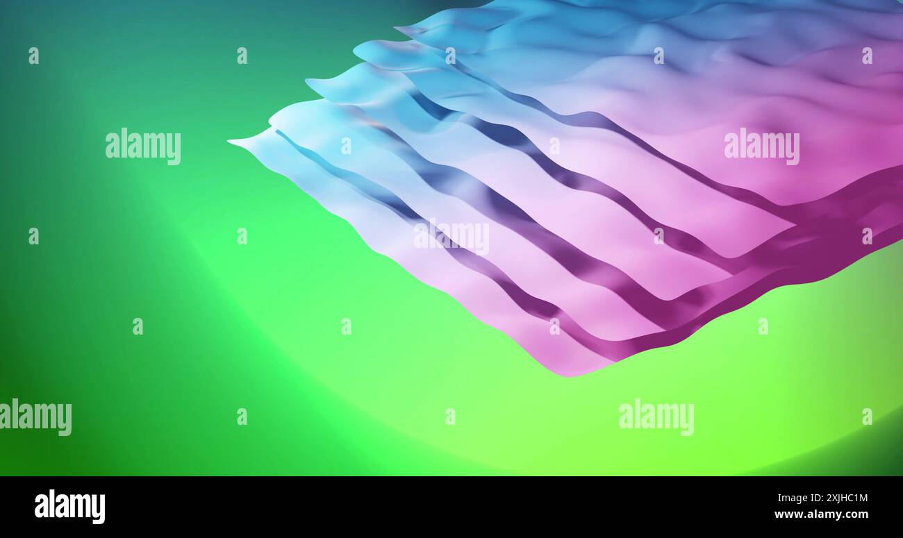 Image of waving layers moving over vibrant green background. Colour ...