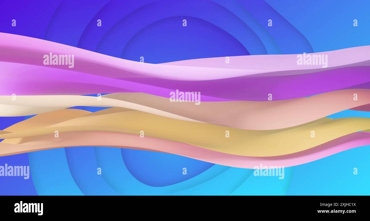 Image of waving layers moving over multi coloured background. Colour ...