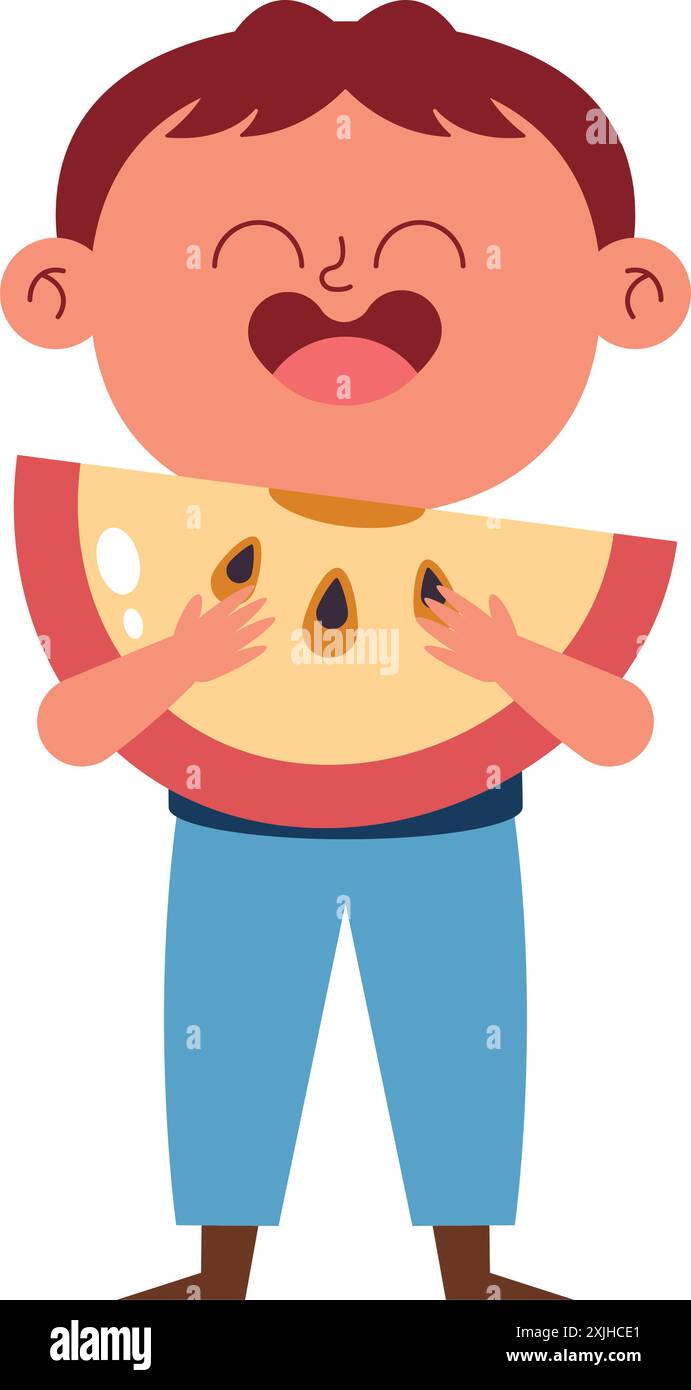 cute boy eating apple cartoon isolated Stock Vector Image & Art - Alamy