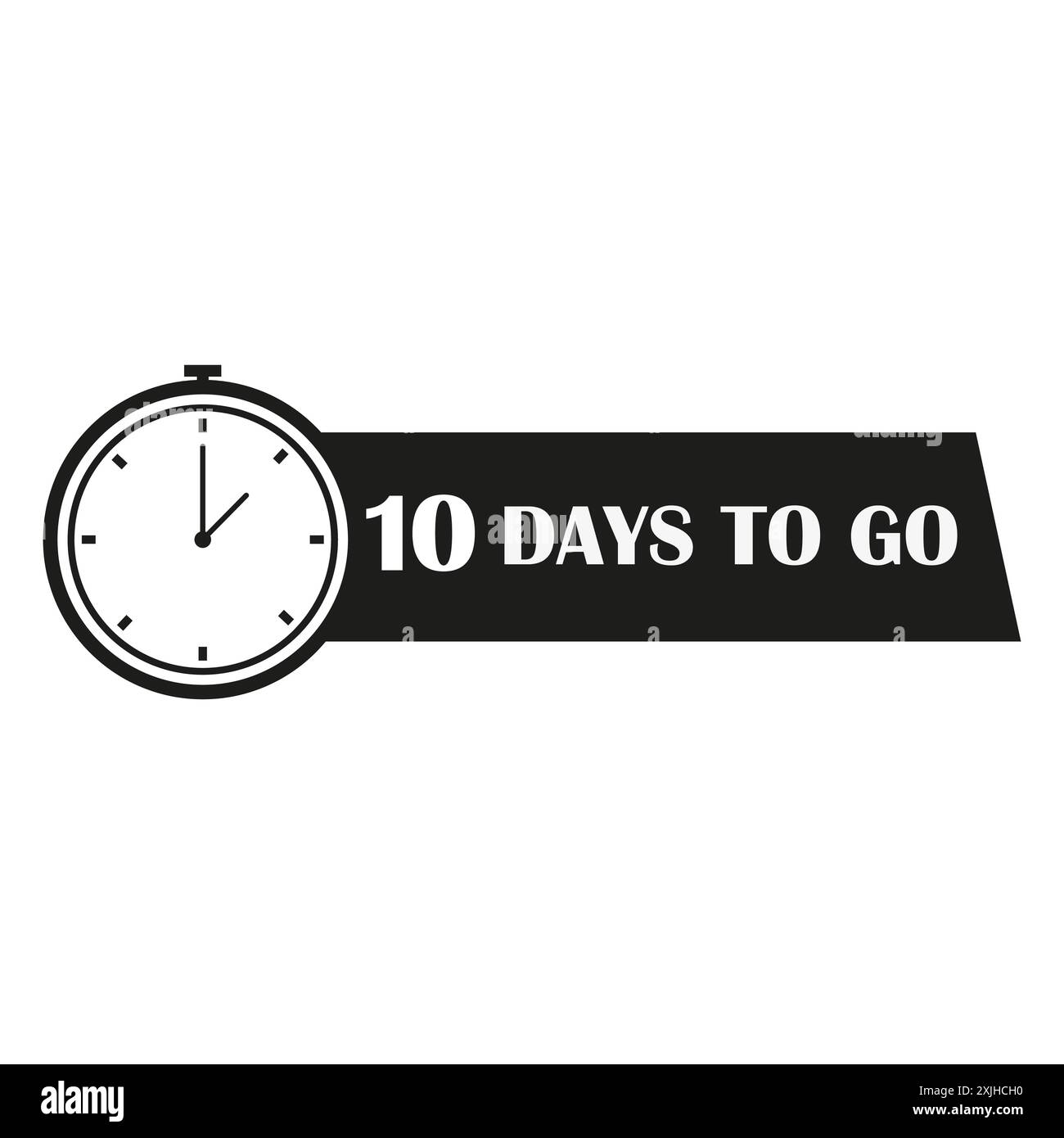 Countdown with clock. Ten days left. Black and white design. Vector ...