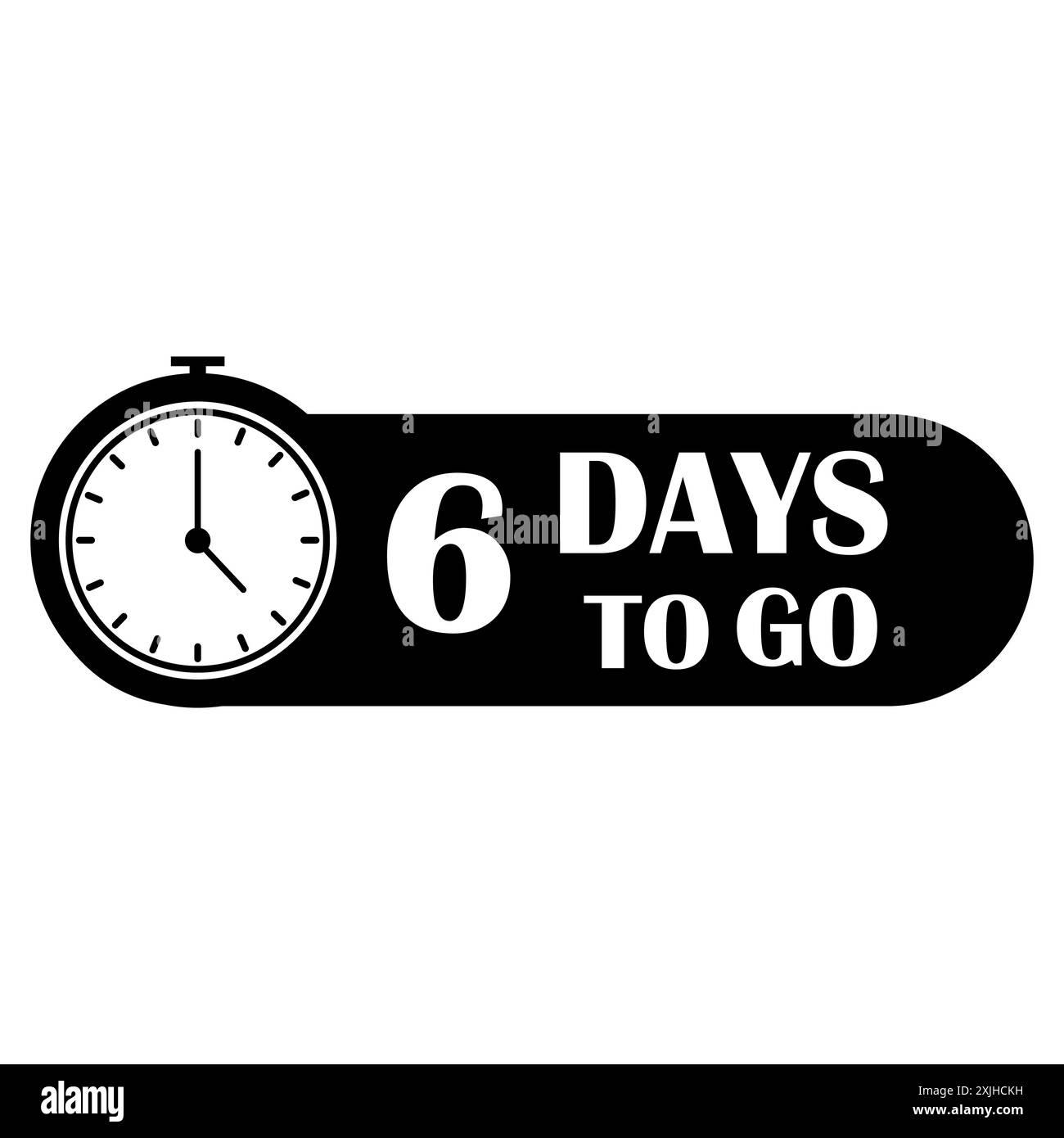 Countdown Timer Icon Six Days To Go Vector Clock Illustration Bold