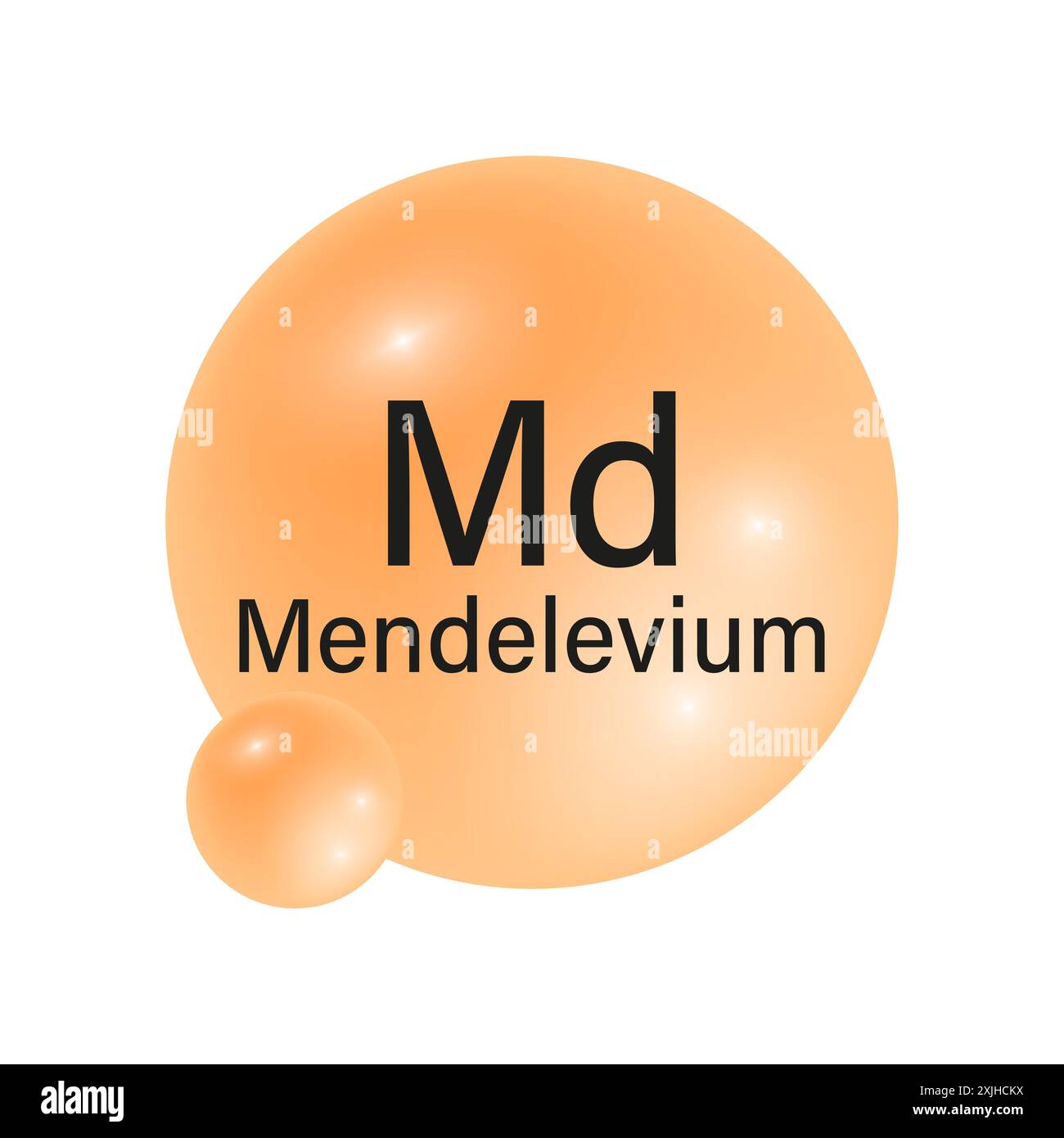 Md icon. Mendelevium symbol. Orange gradient sphere. Scientific vector ...