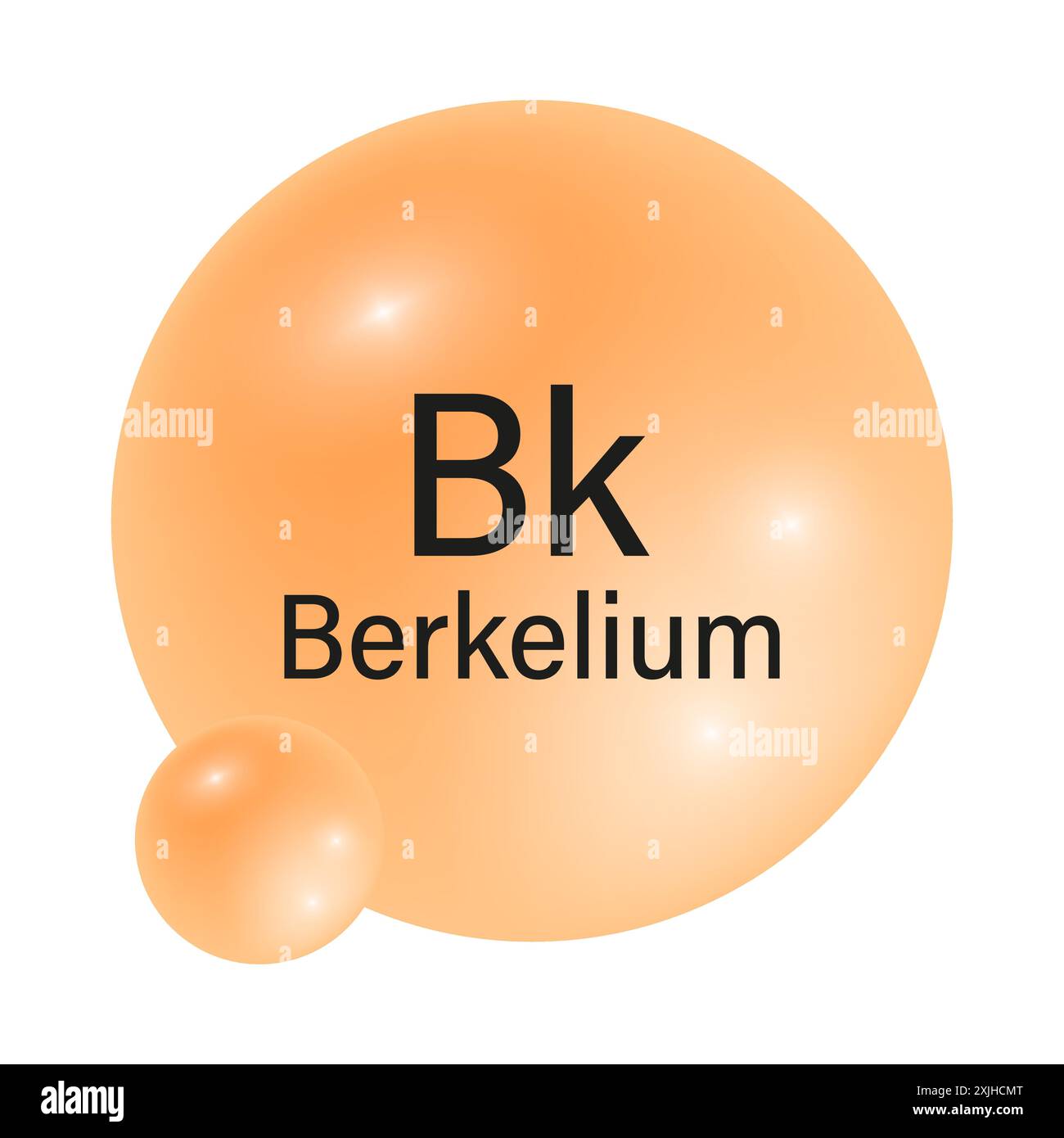 Berkelium element symbol. Orange spherical representation. Chemical Bk ...