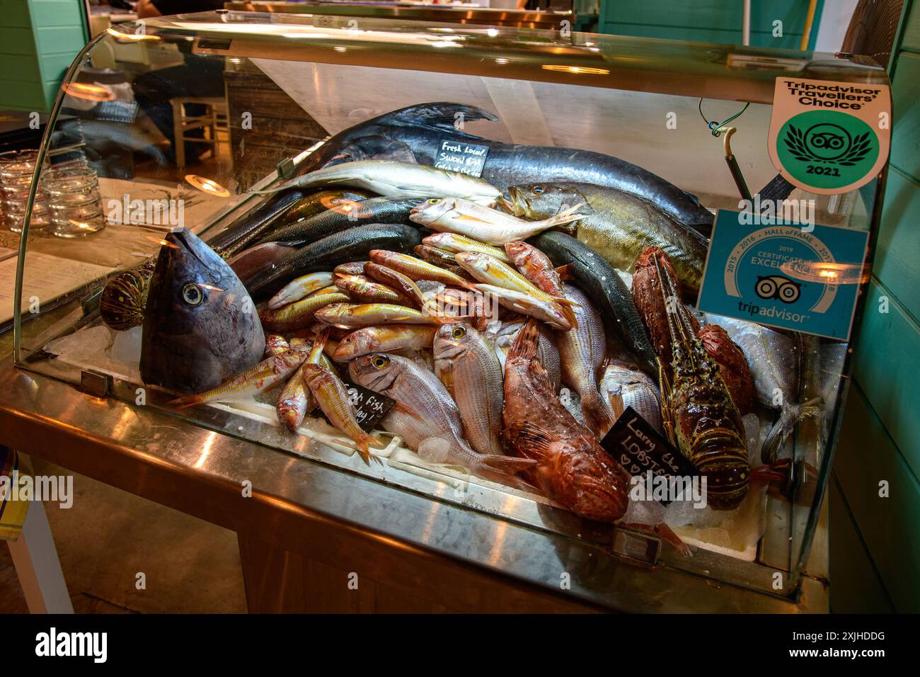 Zakynthos, Greece - June 6 2024: local fish market in Zakynthos. Fresh ...