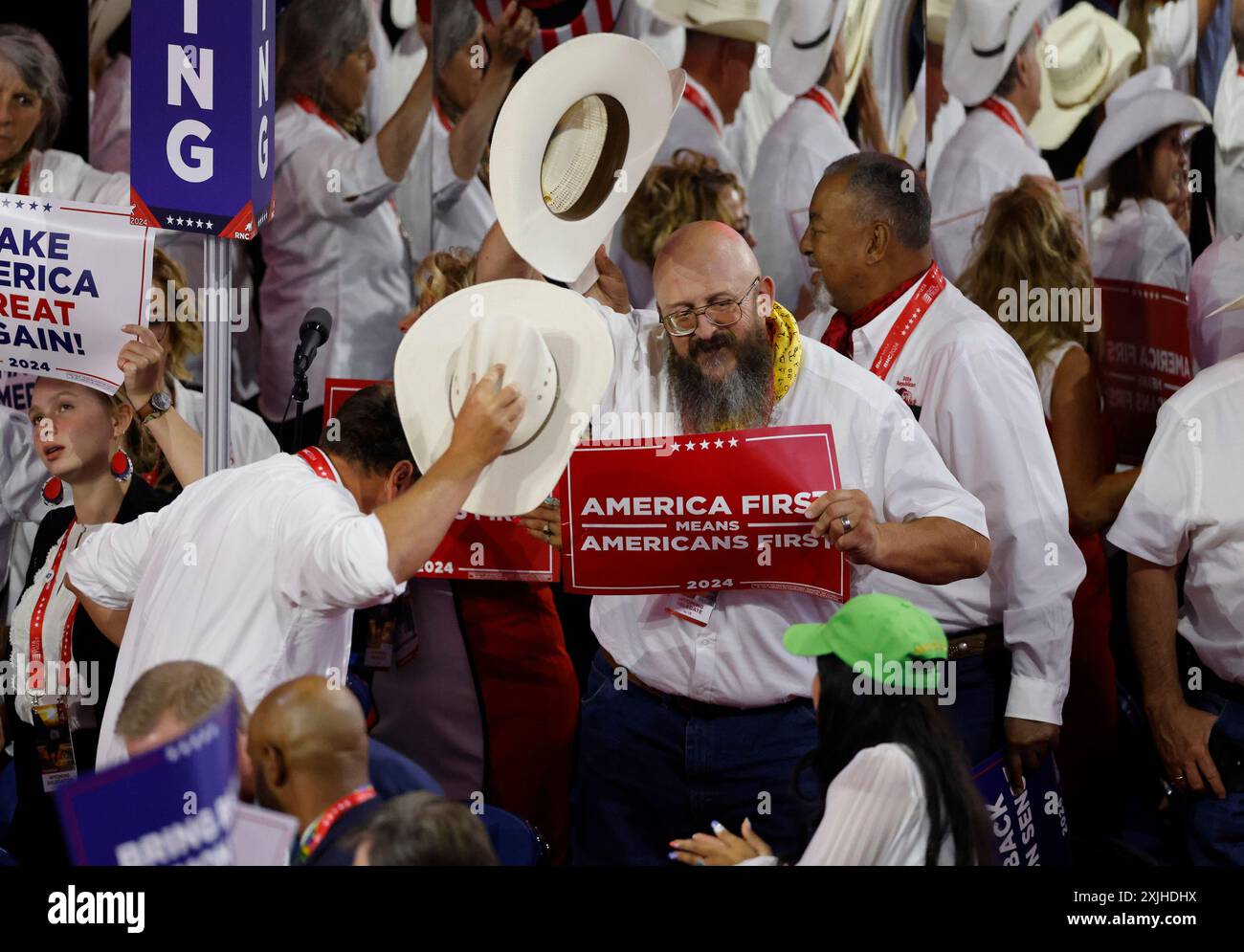 Milwaukee, United States. 18th July, 2024. Delegates dance at the 2024 ...