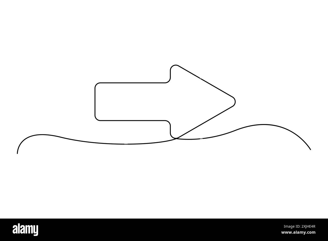 Curved Arrow Vector Black Outline Shape Simple Direction Symbol Minimalist Icon Stock Vector