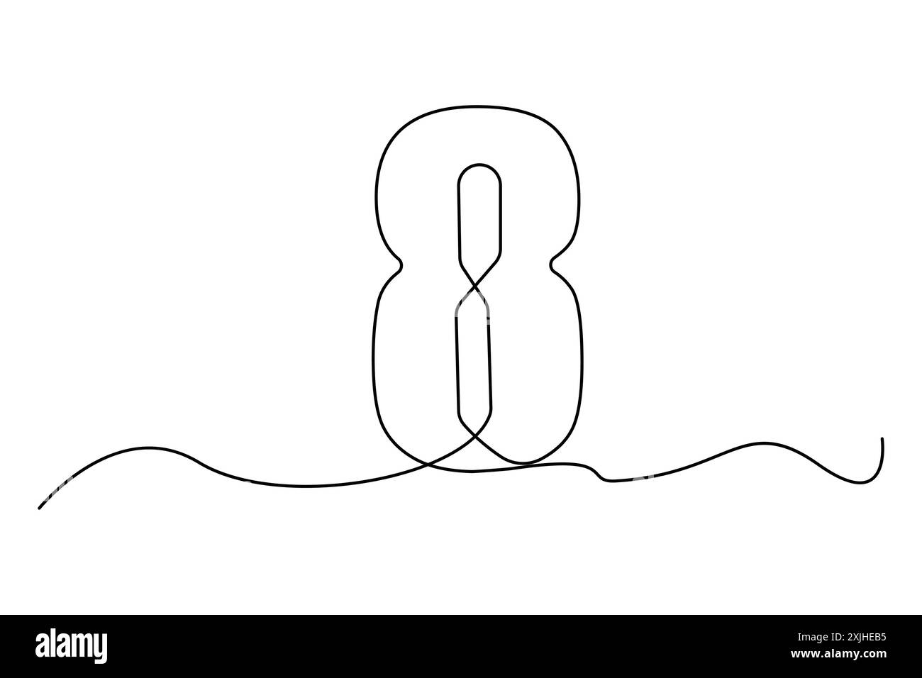 Continuous line eight. Minimalist vector number. Simple outline design ...