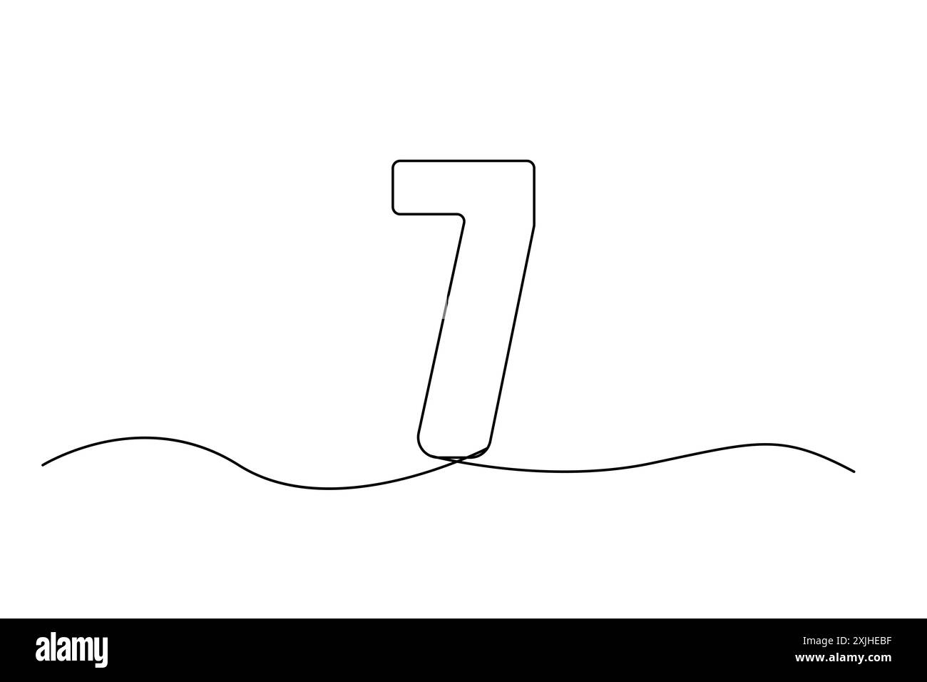 Number seven outline. Minimalist vector drawing. Single continuous line ...