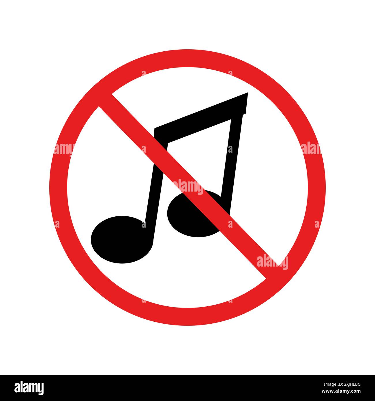 No music allowed icon. Black notes crossed. Red circle symbol. Vector ...