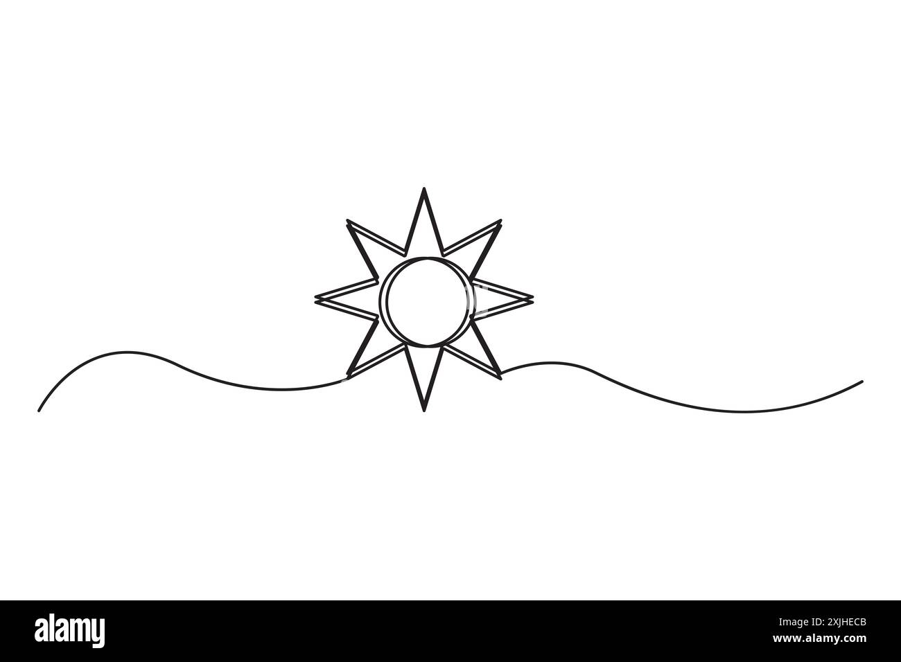 Sunrise Over Waves Vector Sun Icon Minimalist Sunrise Outline Beach Wave Illustration Stock