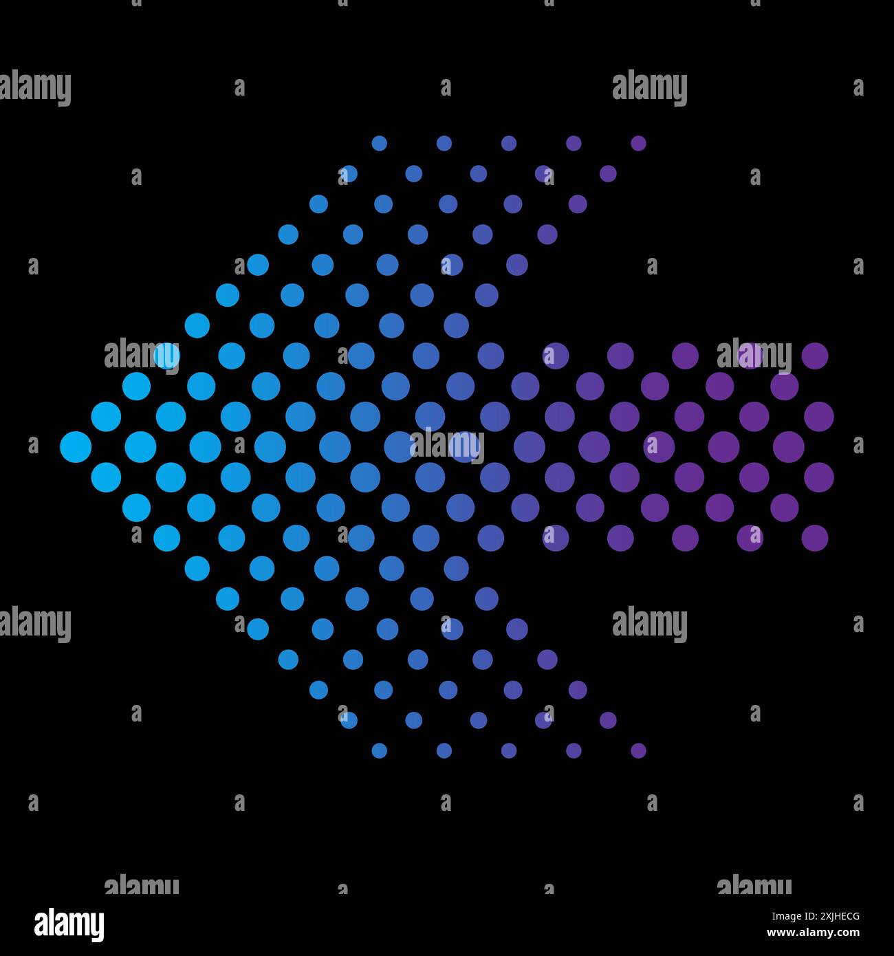 Halftone arrow design. Blue and purple dots. Vector graphic. Black background Stock Vector Image ...