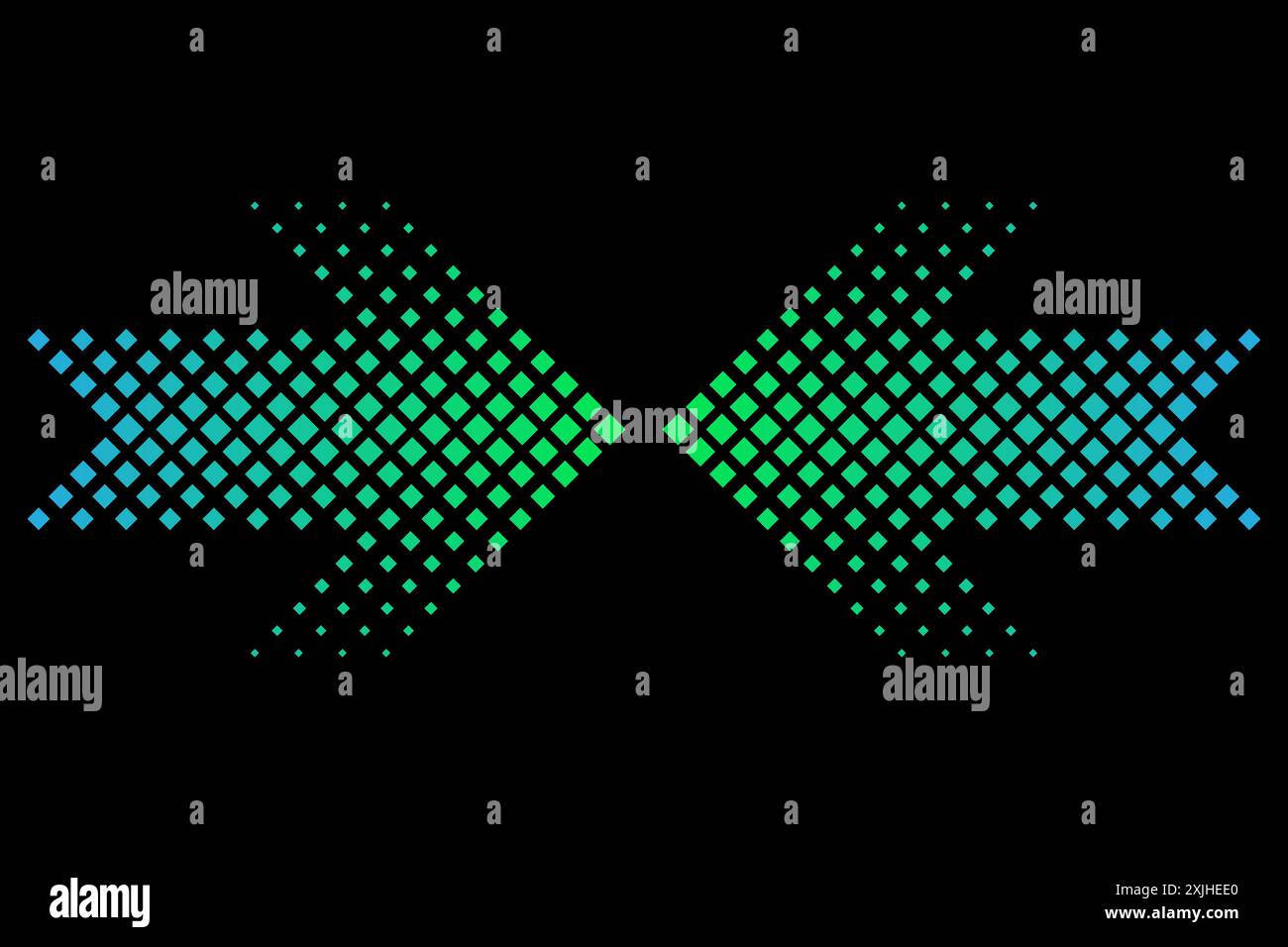 Gradient arrow design. Pixelated arrow graphic. Green blue vector ...