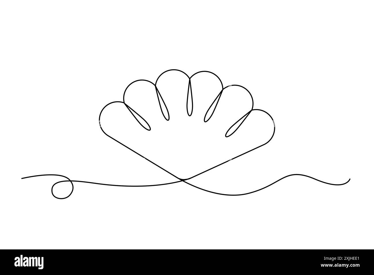 Minimalist shell outline. Elegant sea shape. Simple vector. Continuous ...