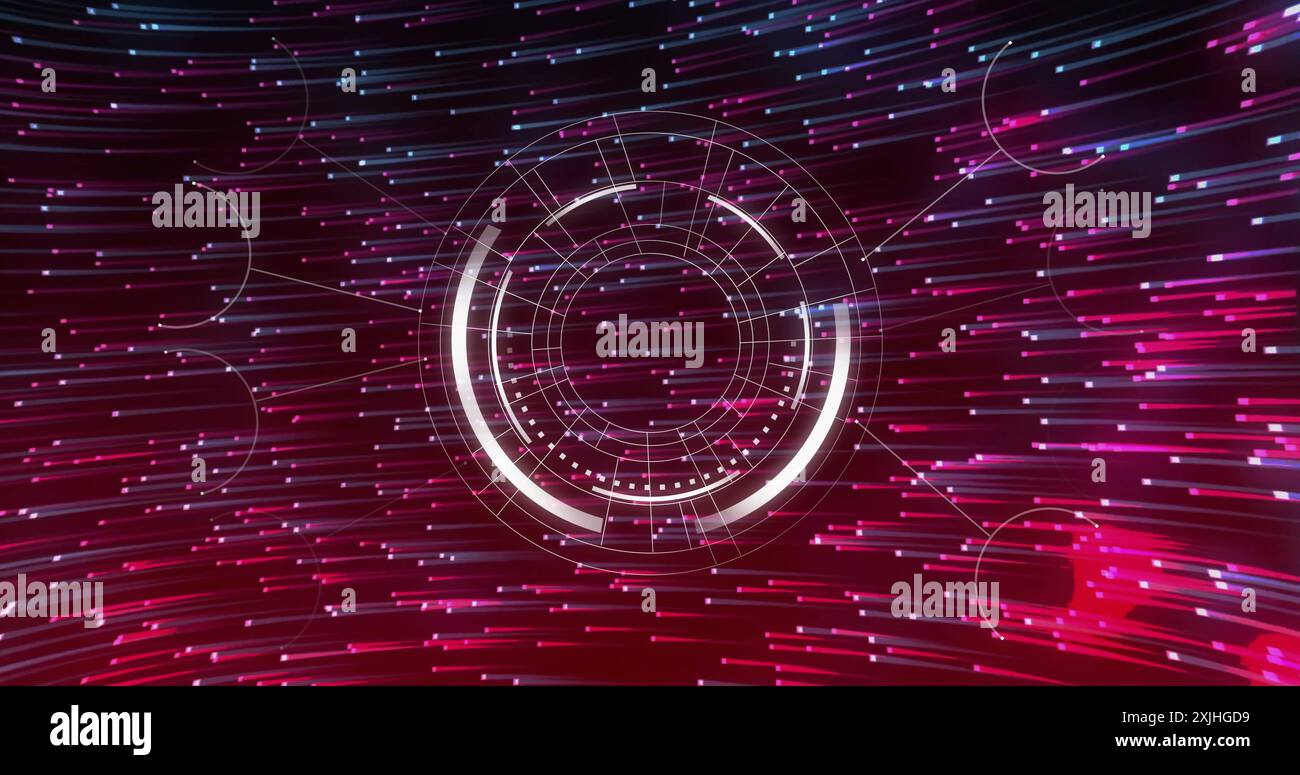 Image of scope scanning with connections over light trails on black ...