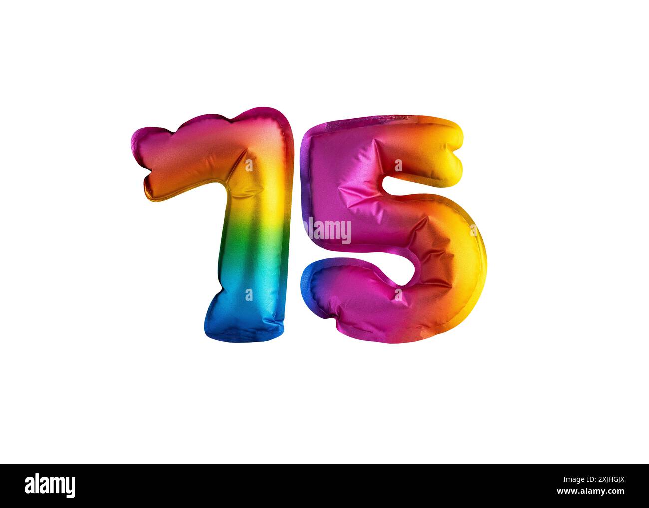 Multicolored balloon for number 75 celebration. Happy birthday on white ...