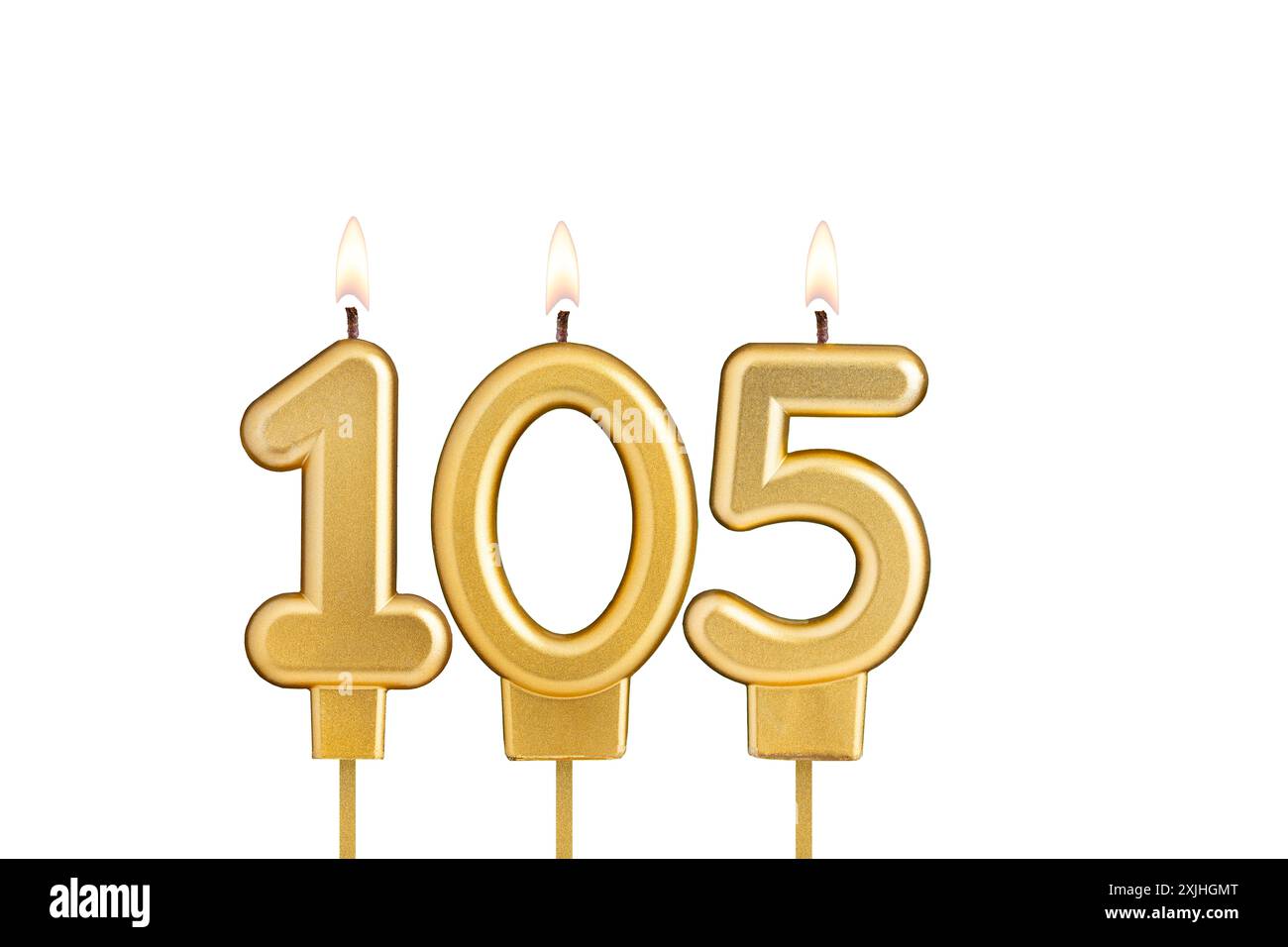 Birthday candle number 105 on white background Stock Photo - Alamy