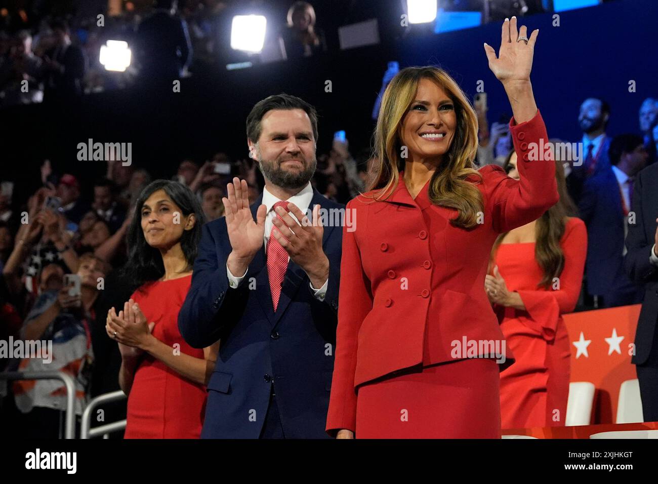 Republican vice presidential candidate Sen. JD Vance, R-Ohio, and his ...