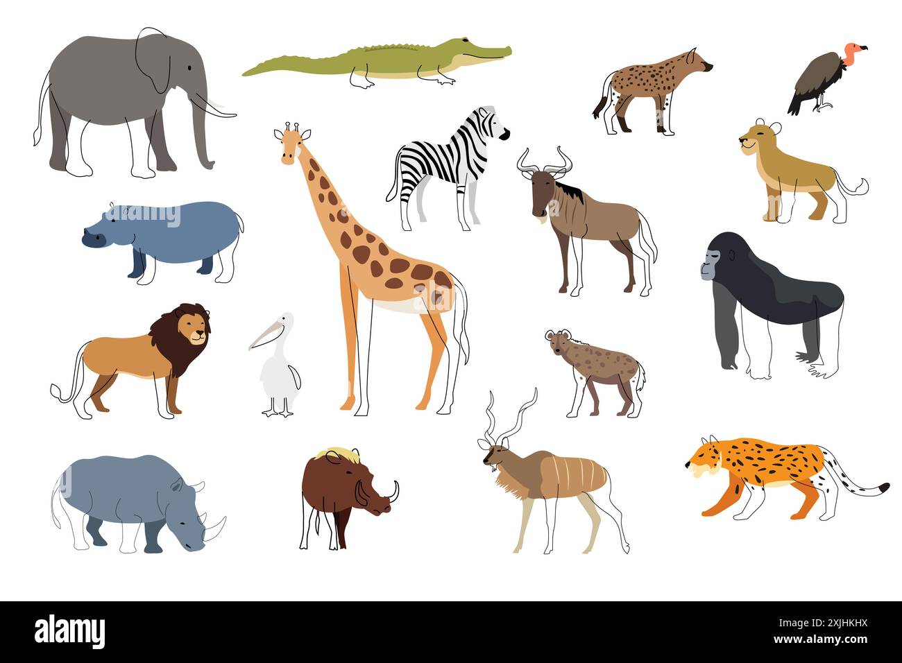 A vector illustration of Wild African Safari Animals Icons Stock Vector ...