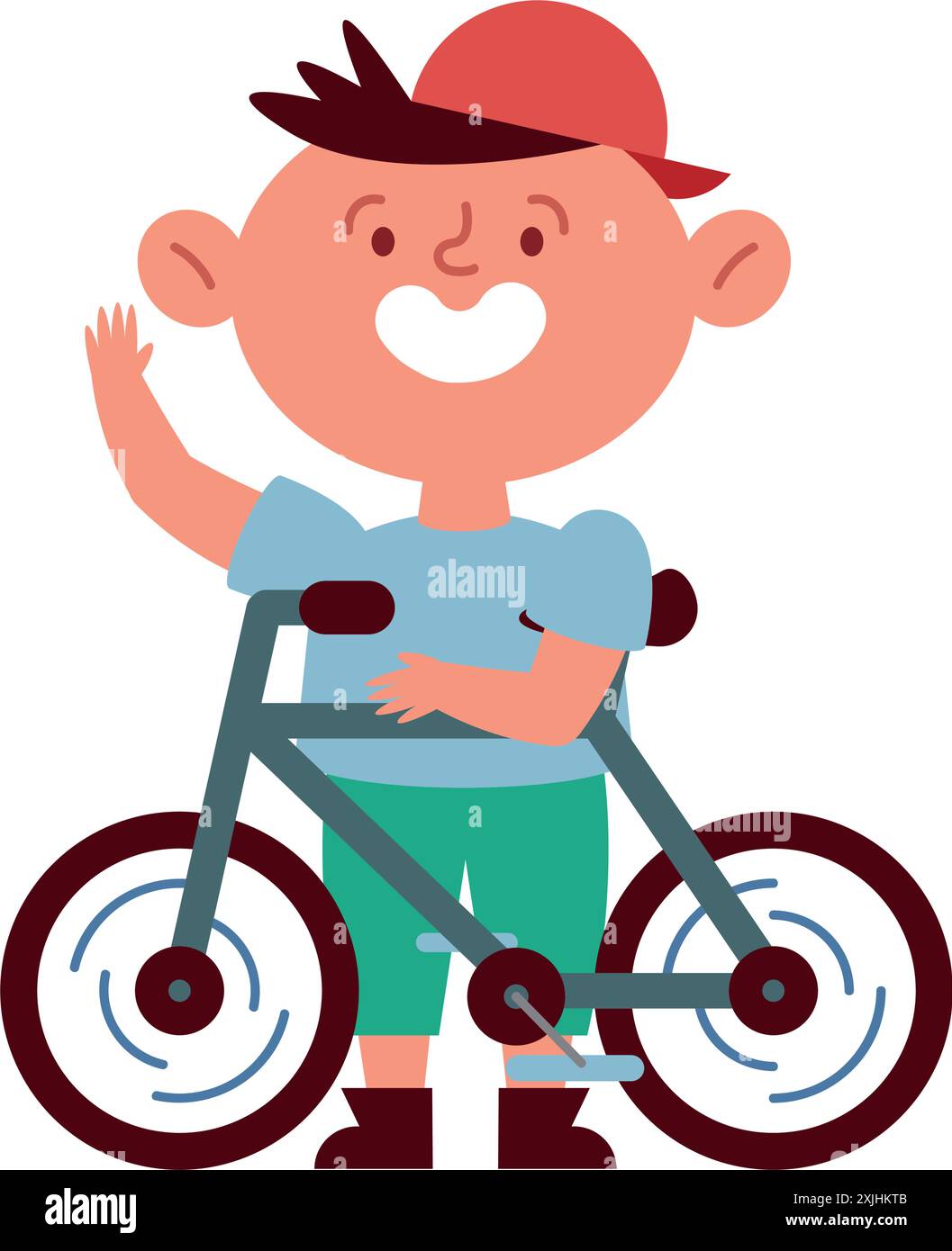 cartoon boy ride bike Stock Vector Image & Art - Alamy