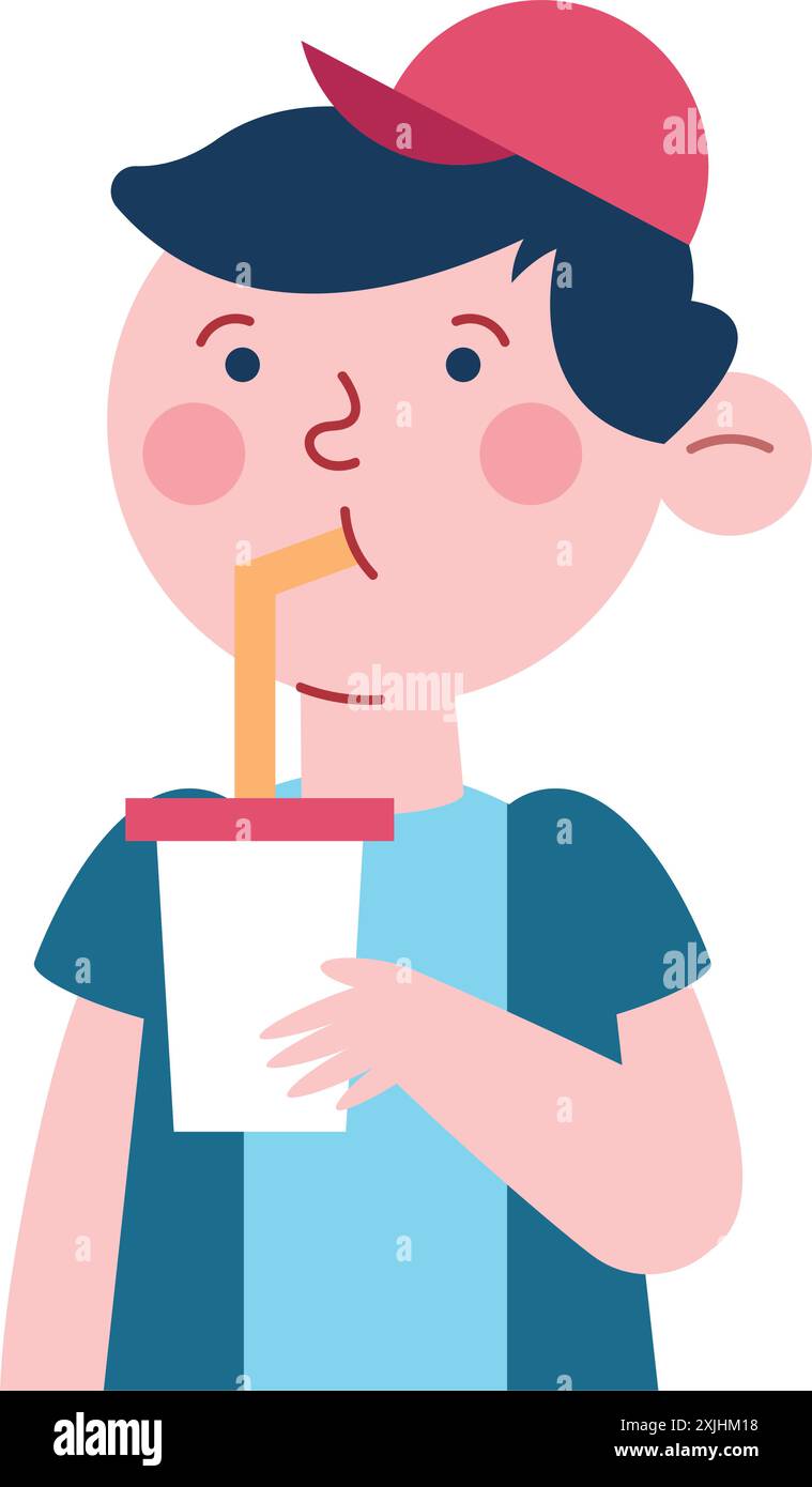 boy drinking a soda cartoon Stock Vector Image & Art - Alamy