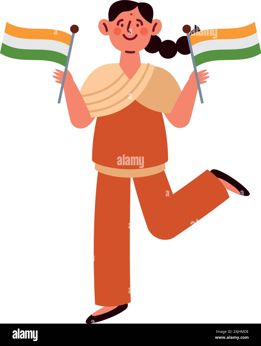 Indian girl holding indian flag Cut Out Stock Images & Pictures - Alamy