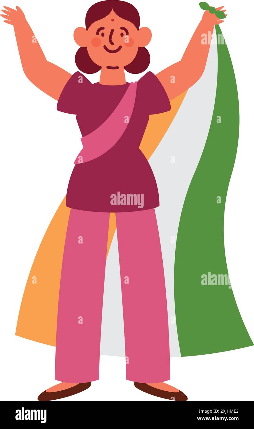 woman celebrating indian independence day isolated Stock Vector Image ...