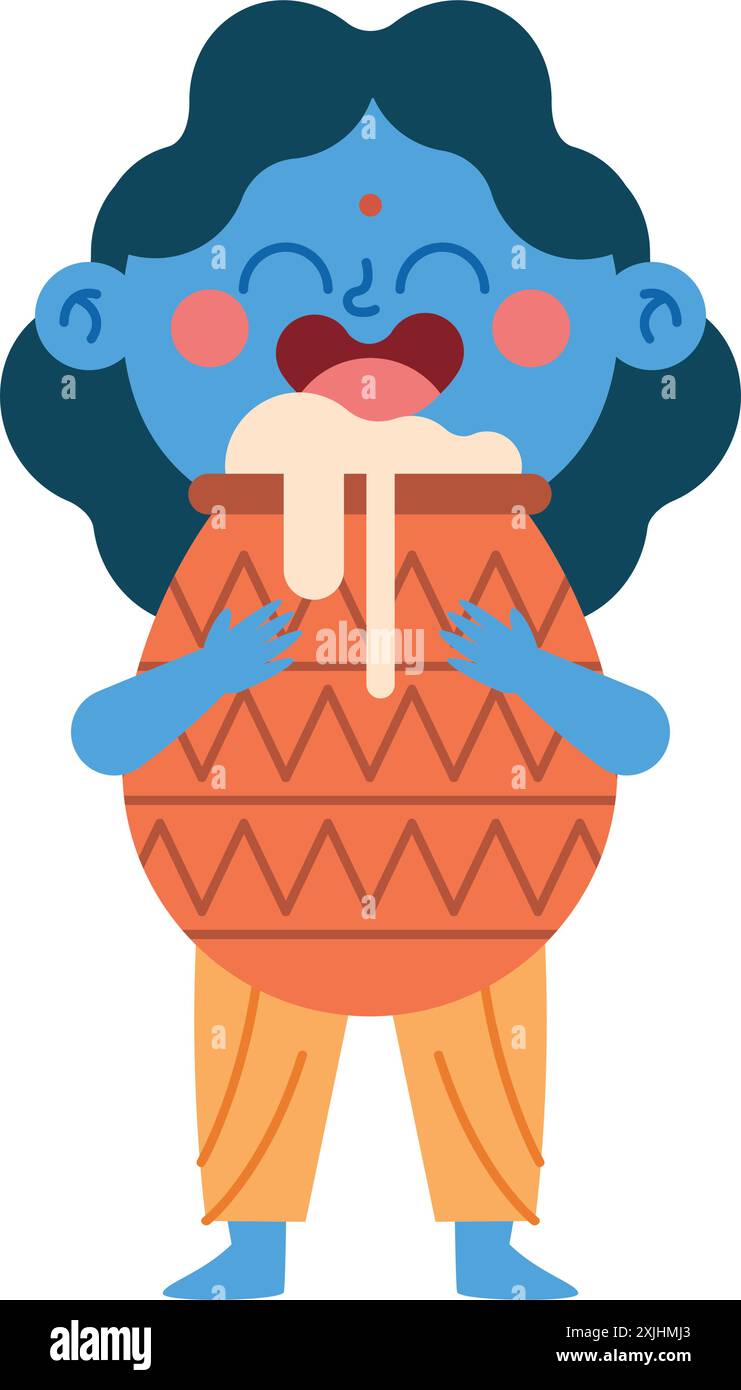 lord Krishna eating butter from the clay pot Stock Vector Image & Art ...