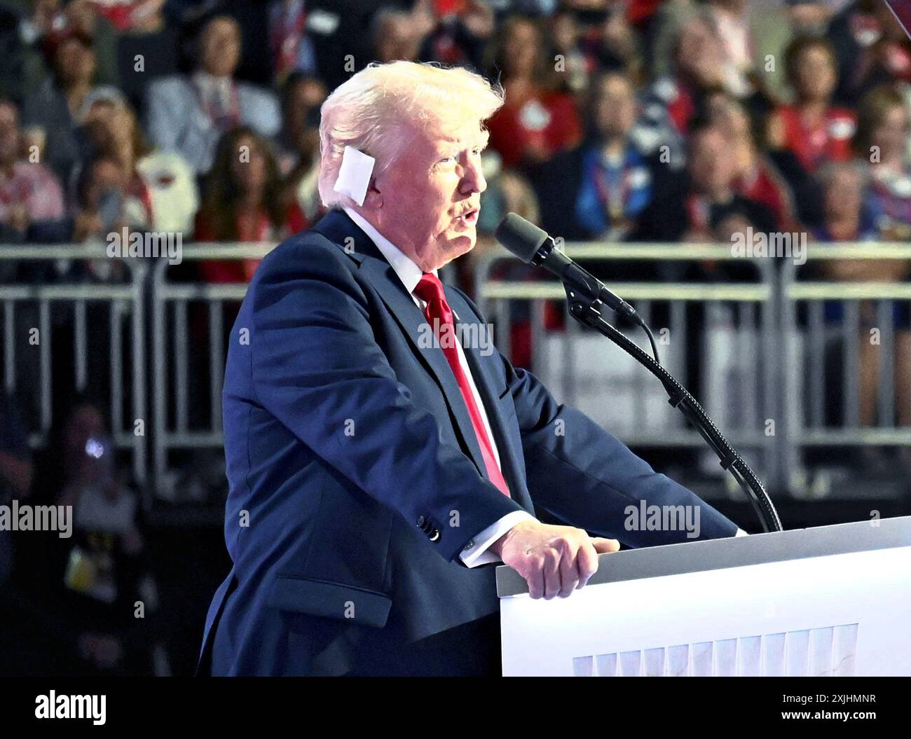 Former U.S. President Donald Trump delivers a speech for Presidential ...