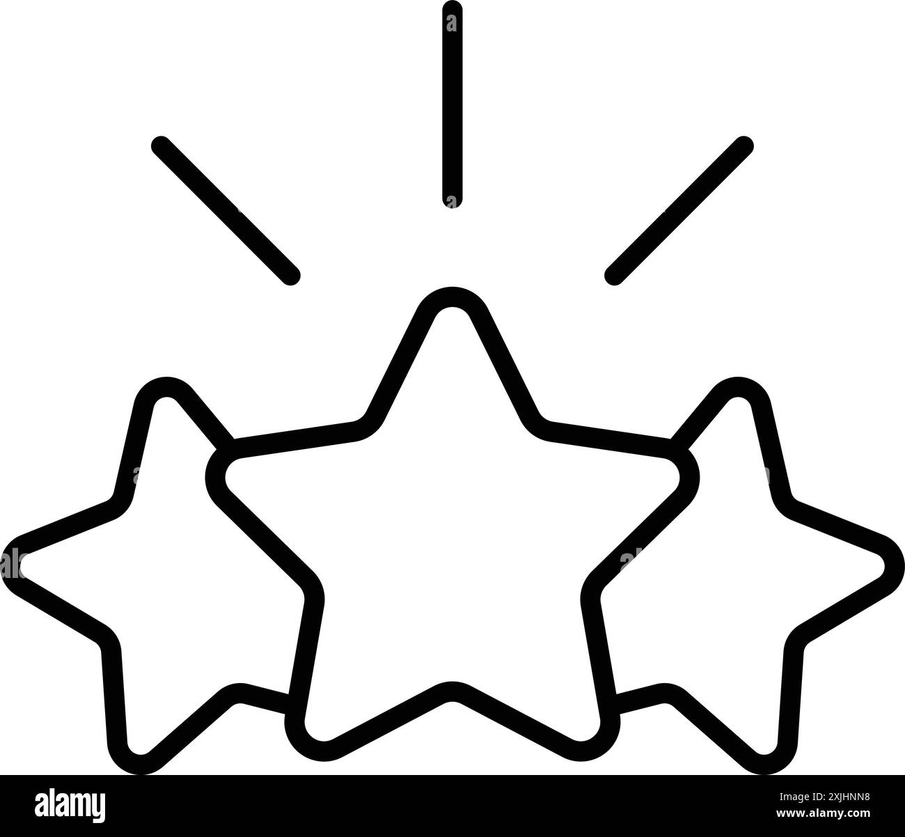 Three stars are lit up in a row, representing a positive rating or ...