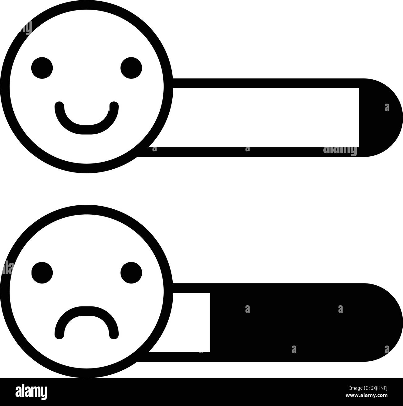 Two faces with one smiling and the other frowning. The frowning face is ...