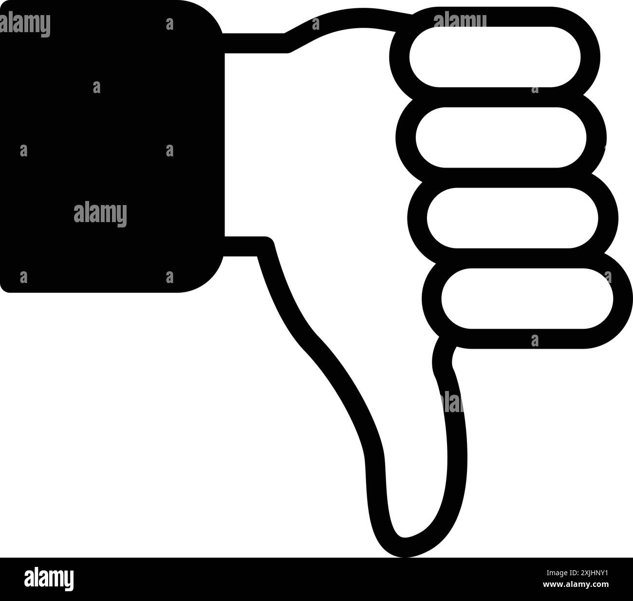 A thumbs down sign is shown in black and white. The sign is a symbol of ...