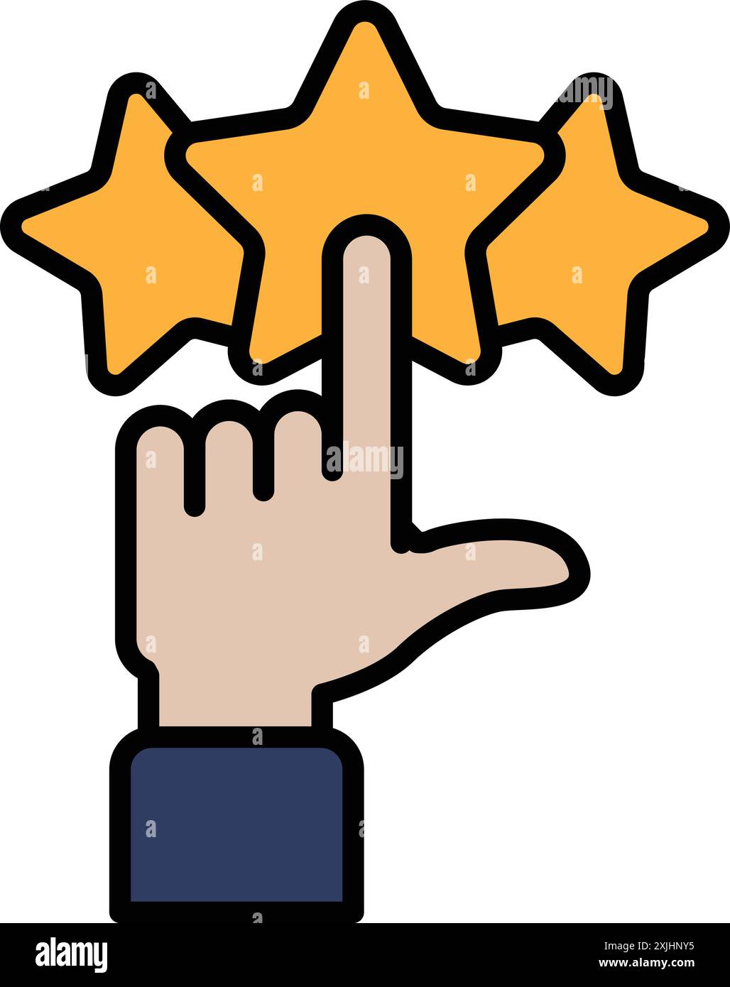 A hand pointing to three stars. The hand is pointing to the stars to ...