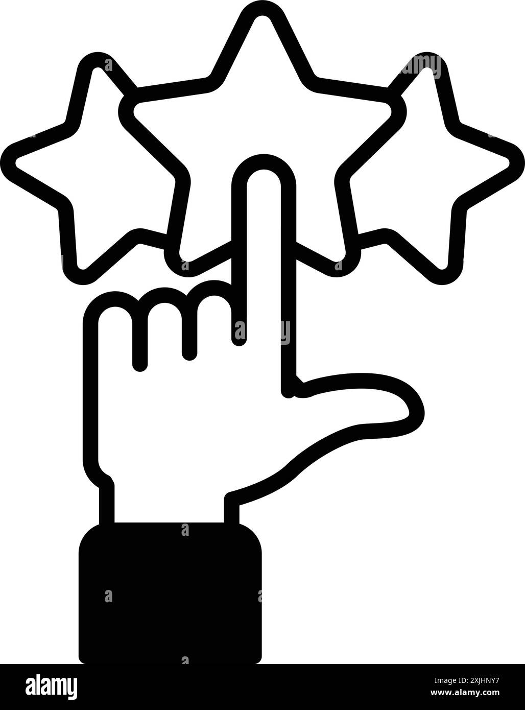 A hand pointing to three stars. The hand is pointing to the stars to ...