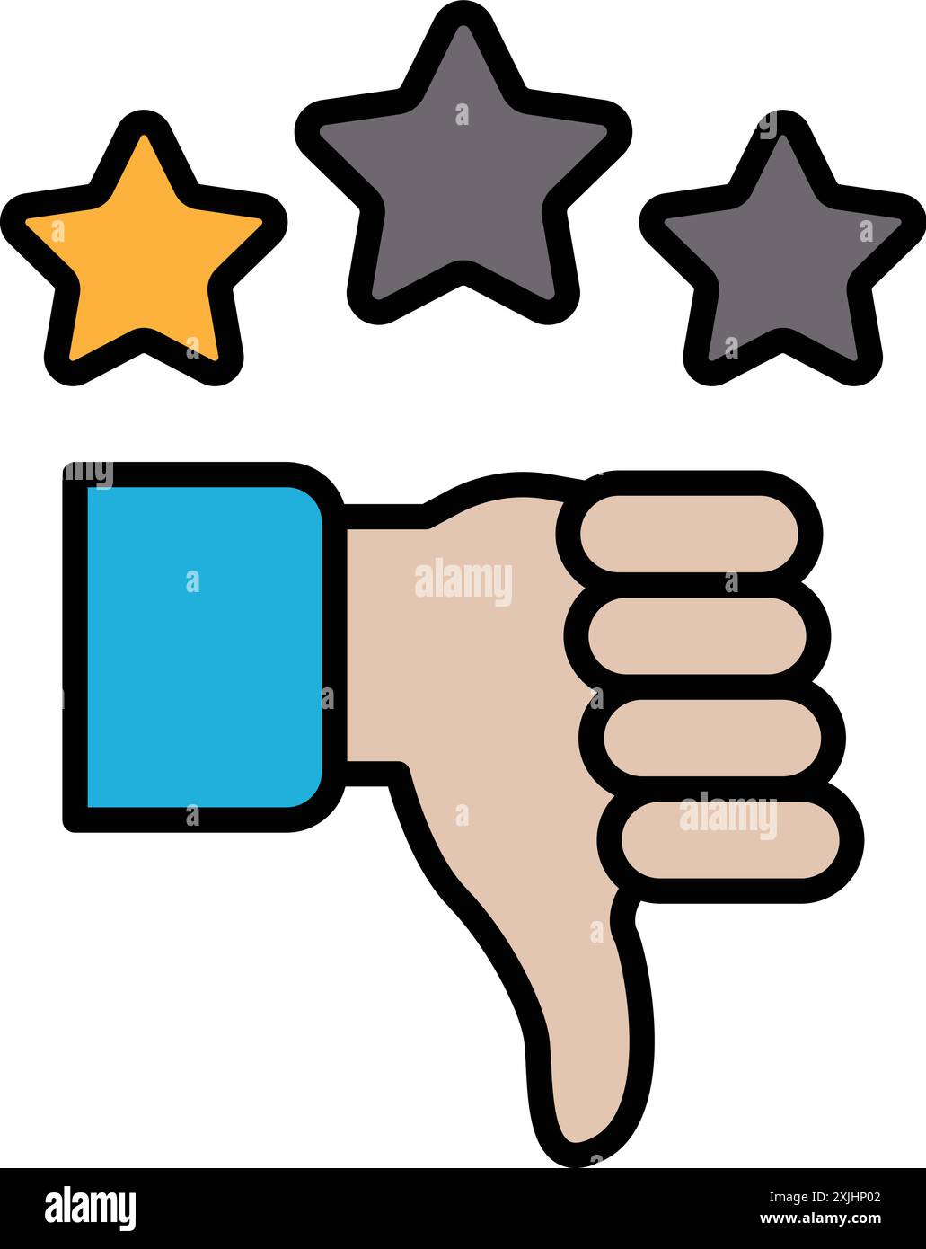 A hand with three stars and a down arrow. The hand is giving a thumbs ...