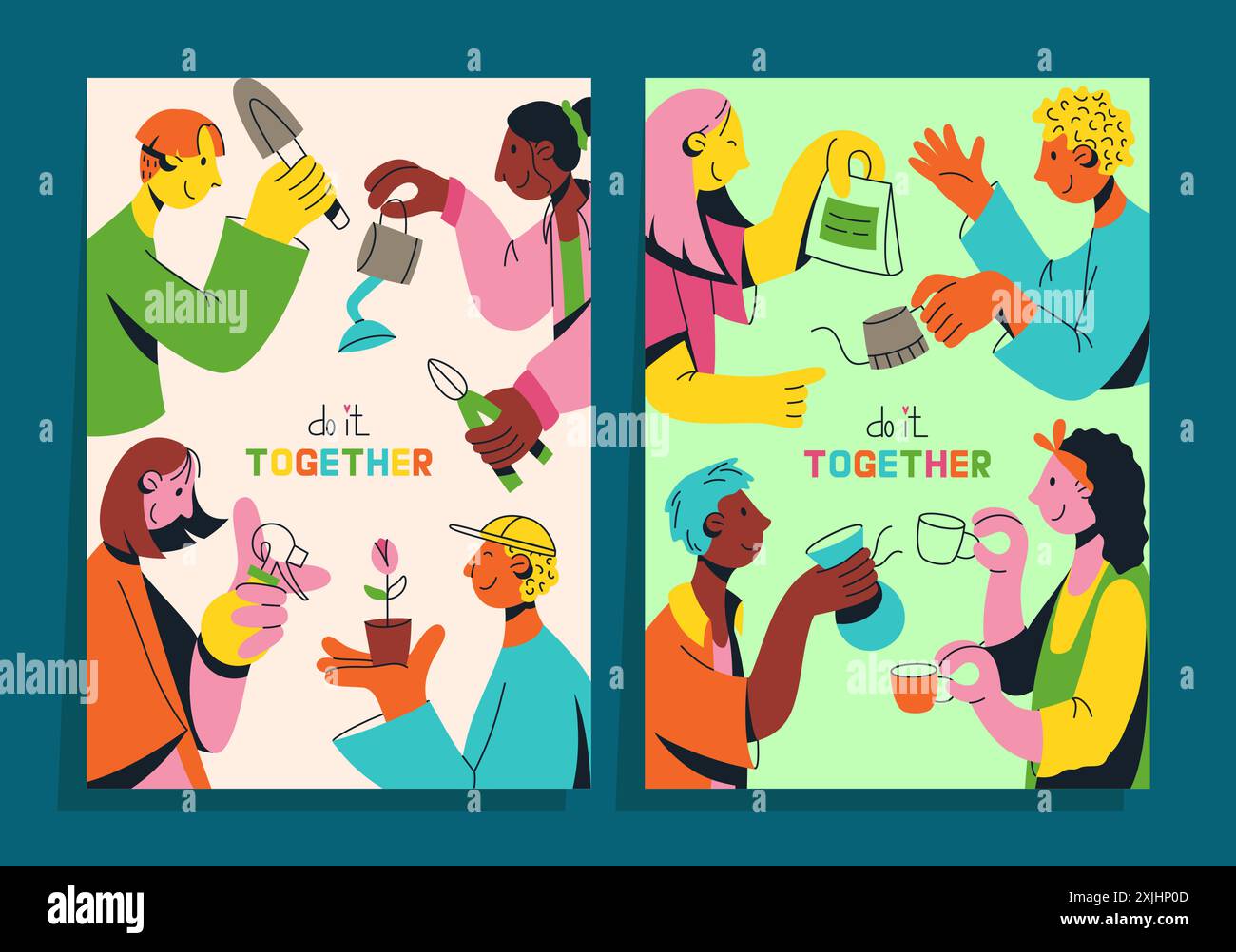 Woman garden coffee illustration Stock Vector Images - Alamy