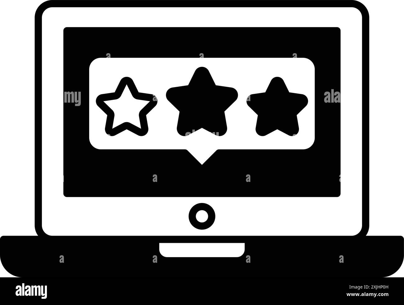 A laptop screen with three stars and a star in the middle. The stars ...