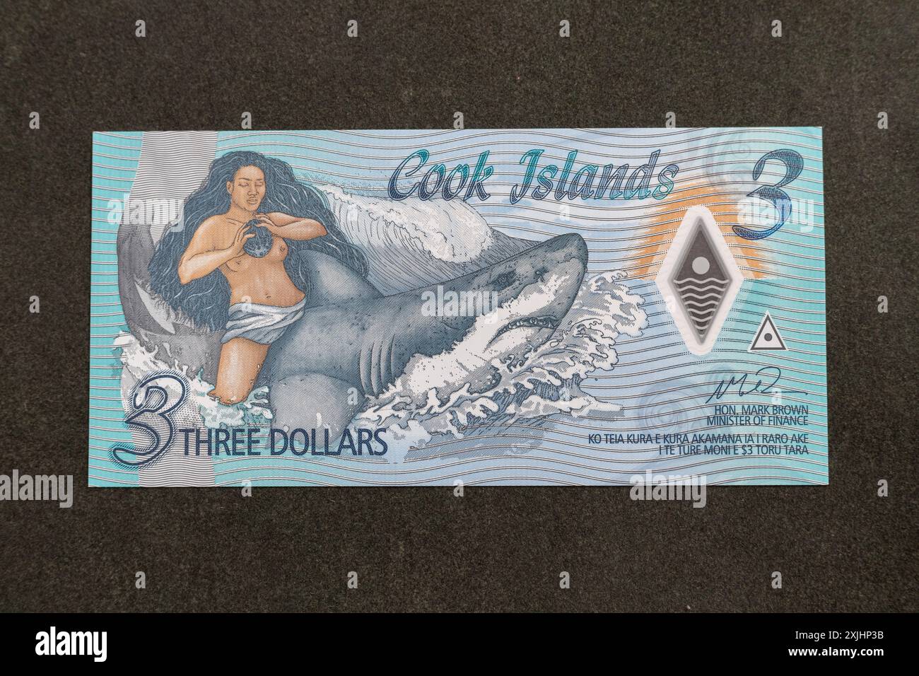 Cook Islands Three Dollar Bill - Obverse Side Stock Photo - Alamy